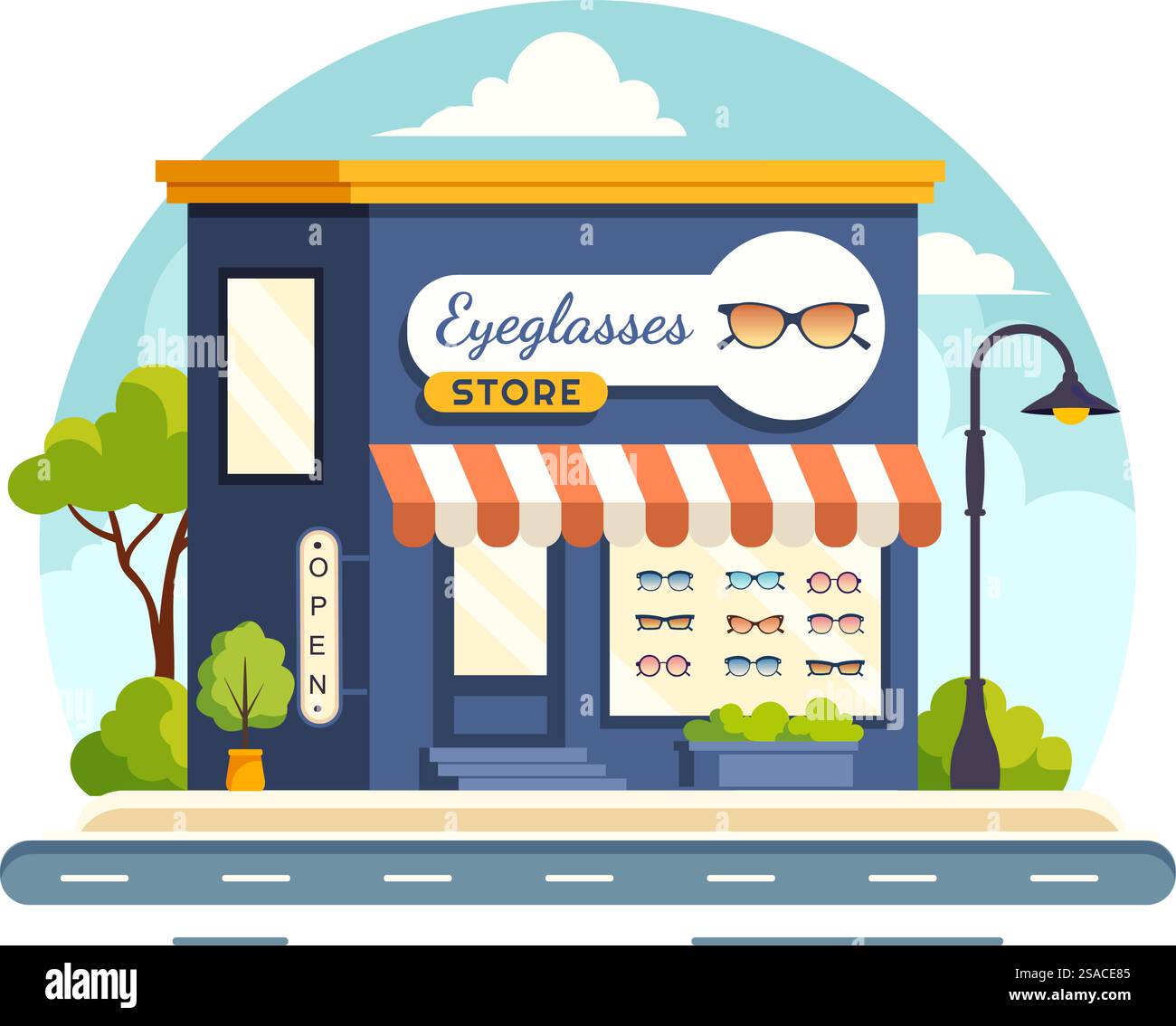 Vector Illustration of an Eyeglasses Store or Optical Shop featuring ...