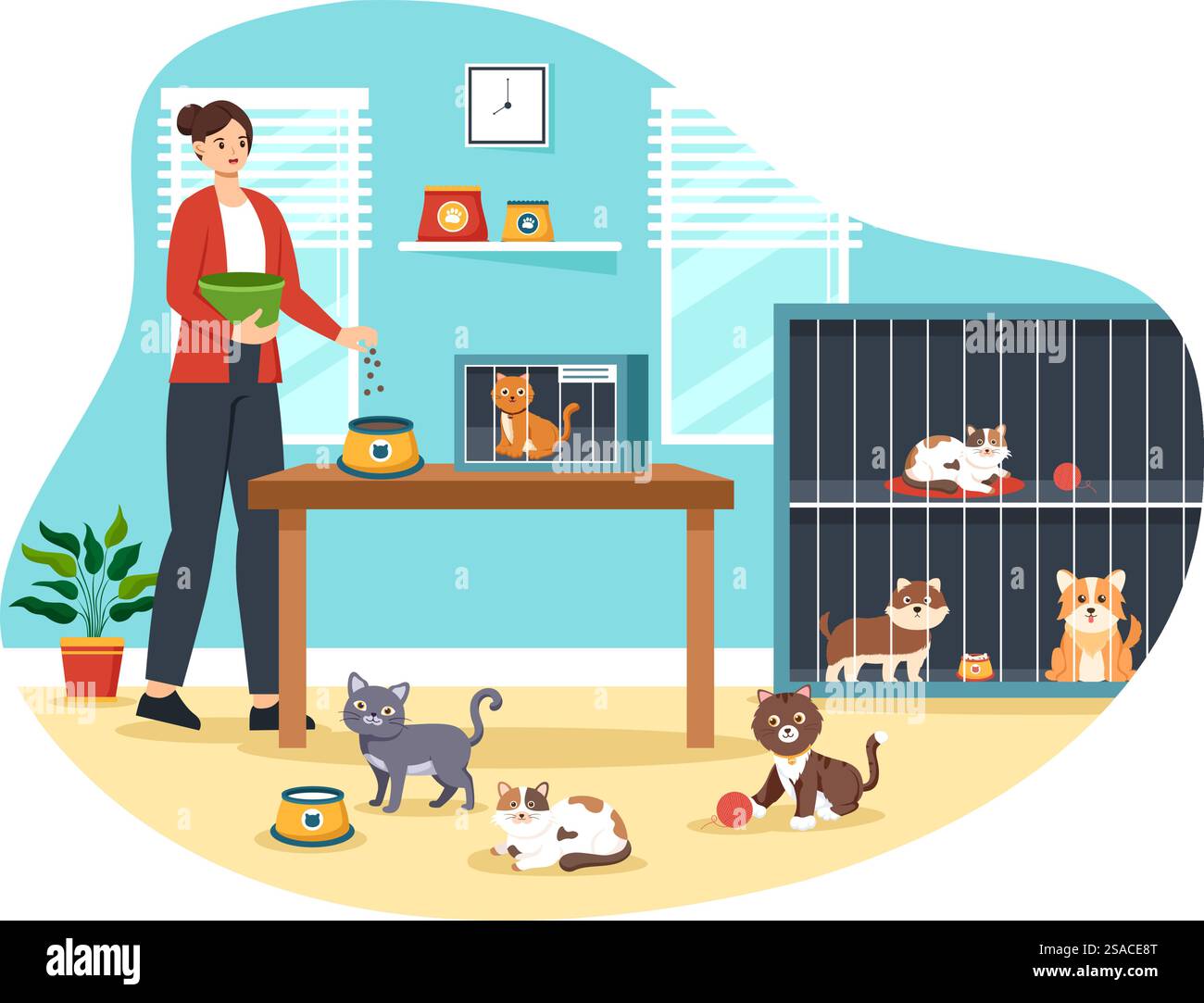 Vector Illustration of an Animal Adoption Agency Featuring Adopt a Pet ...