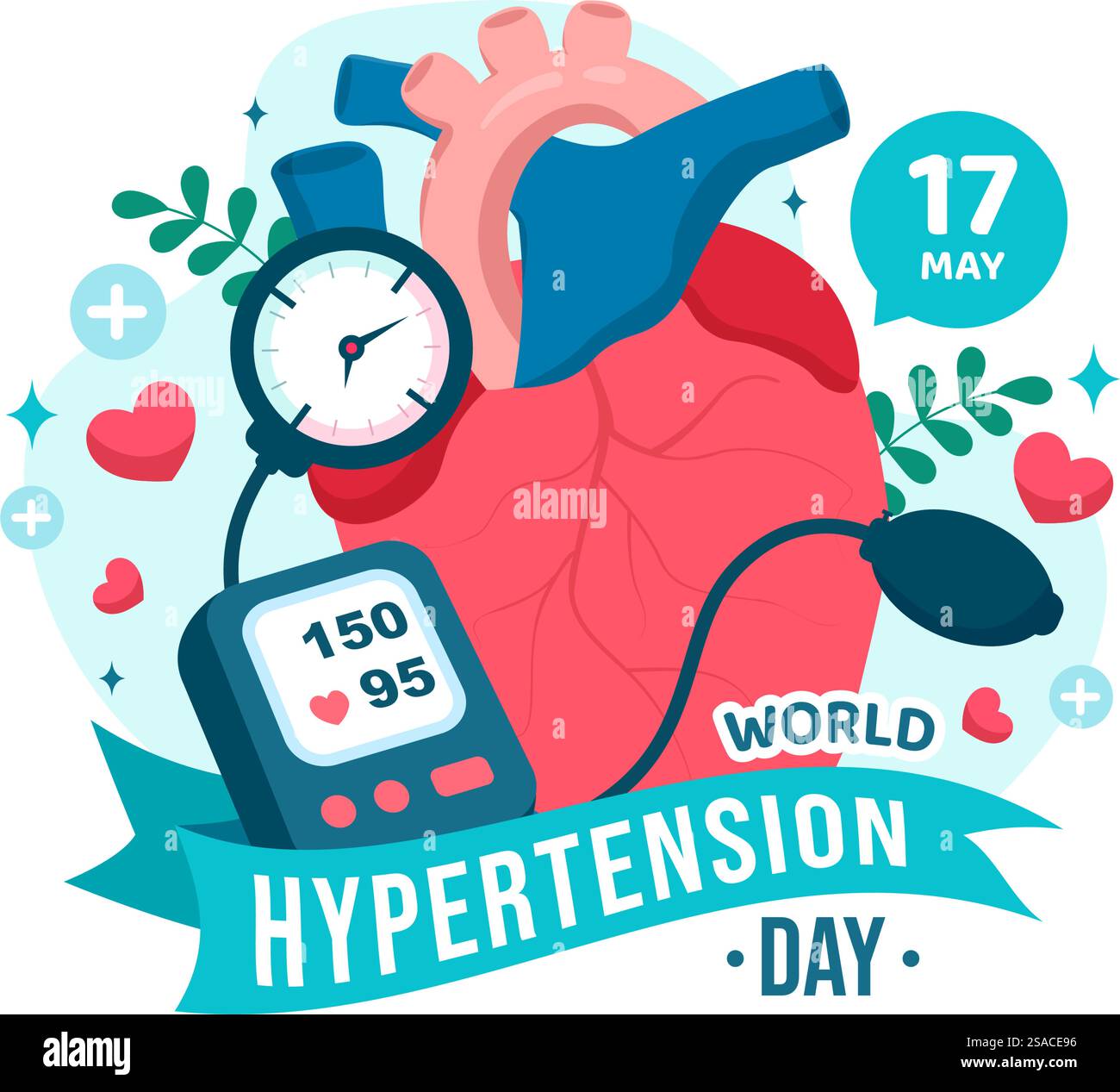 World Hypertension Day Vector Illustration on May 17th with High Blood ...