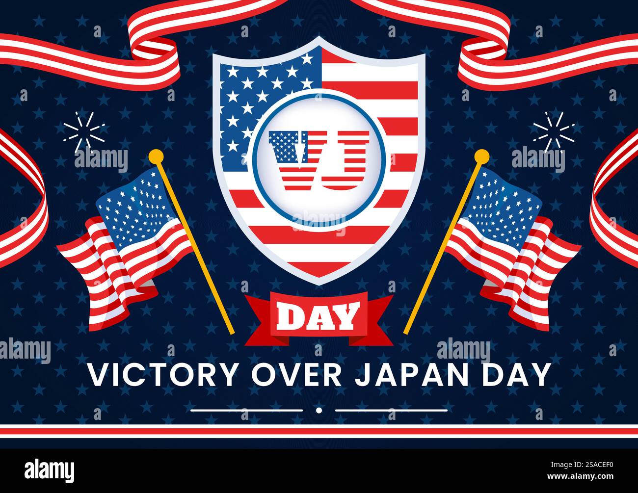 VJ Victory Over Japan Day Celebration Vector Illustration with the ...