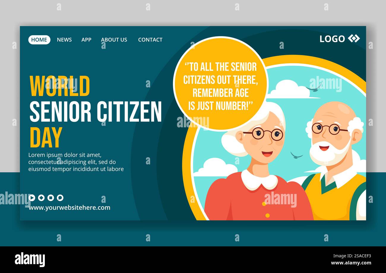 Senior Citizen Day Social Media Landing Page Cartoon Hand Drawn ...
