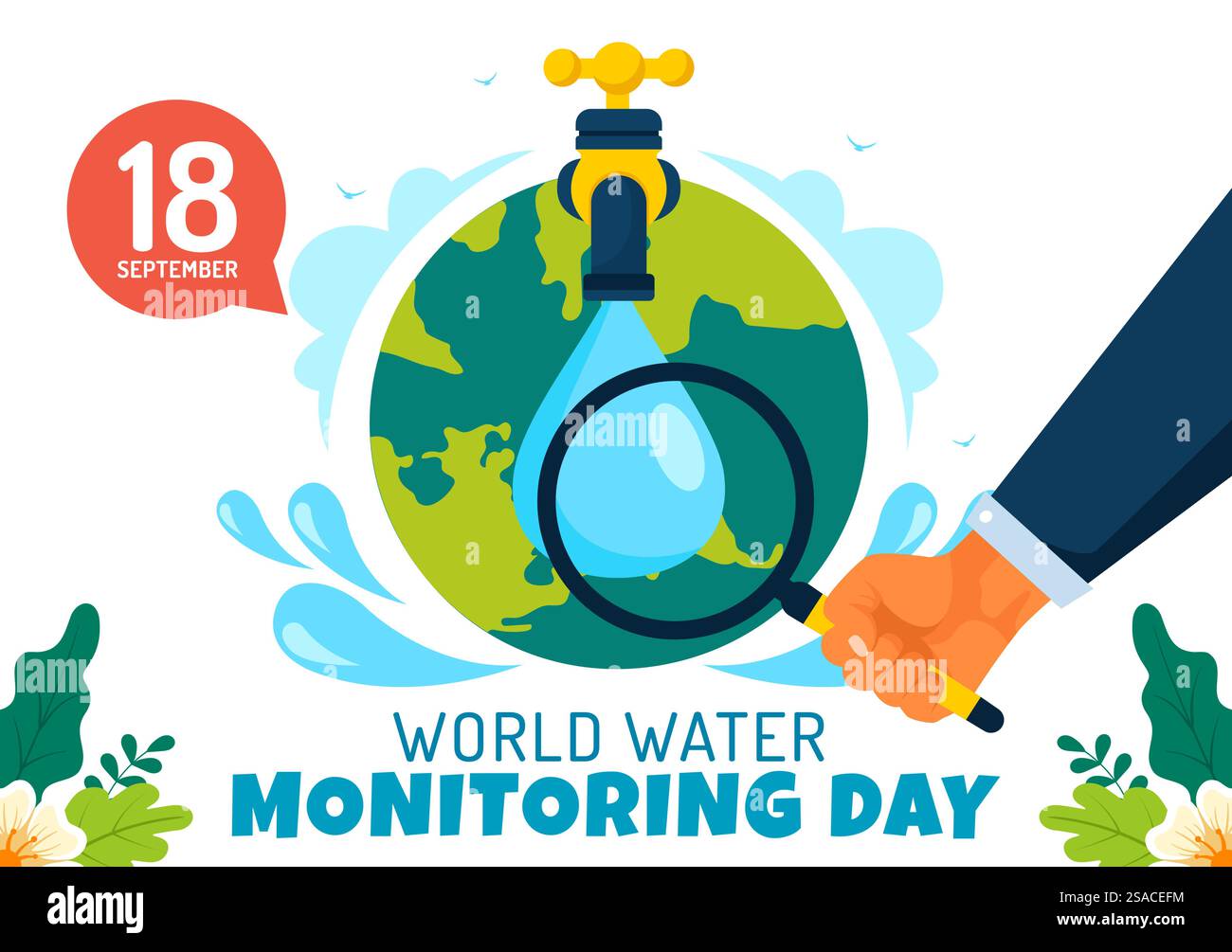 World Water Monitoring Day Vector Illustration on September 18 with ...