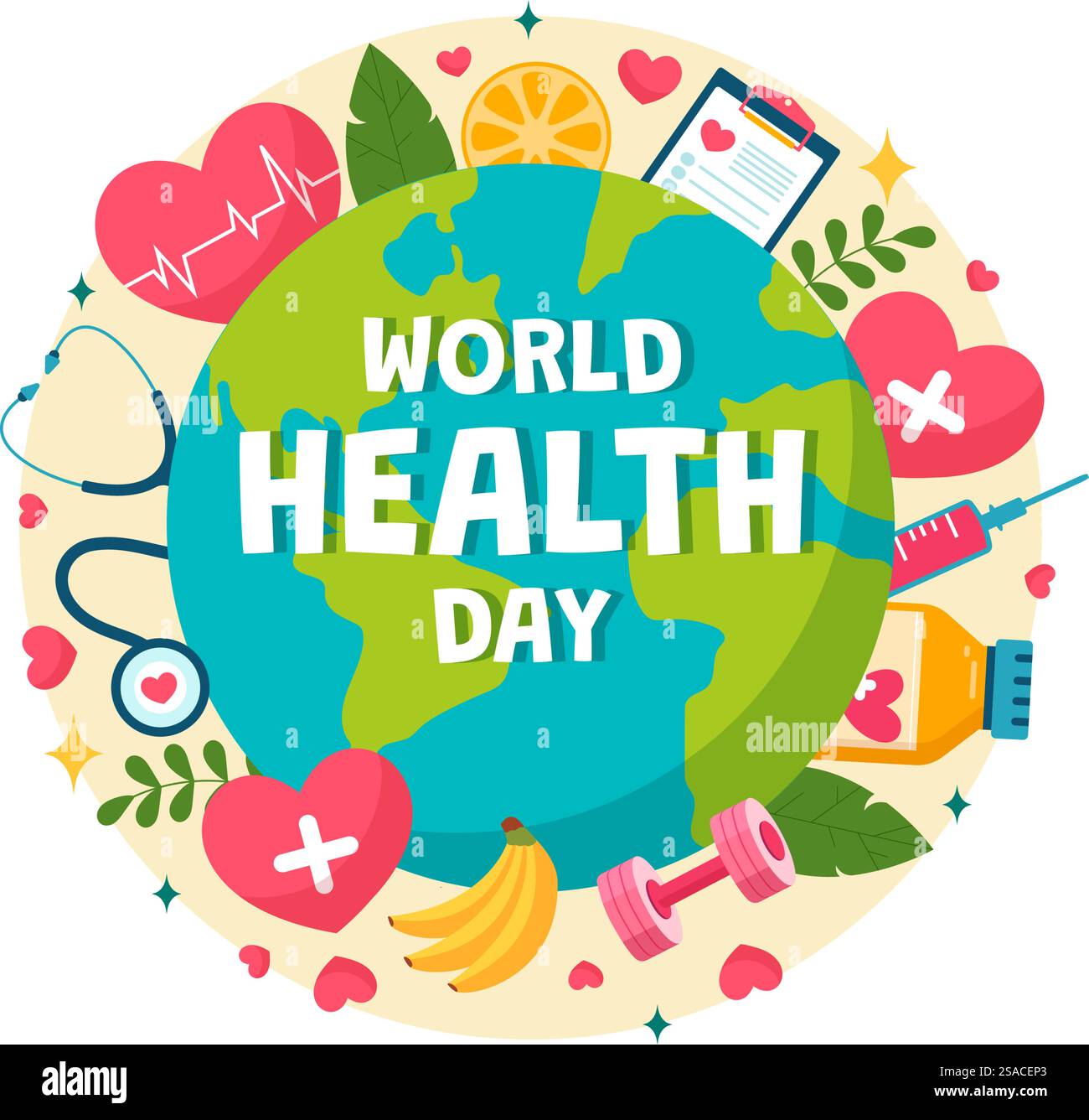 World Health Day Vector Illustration on April 7th with Earth and ...