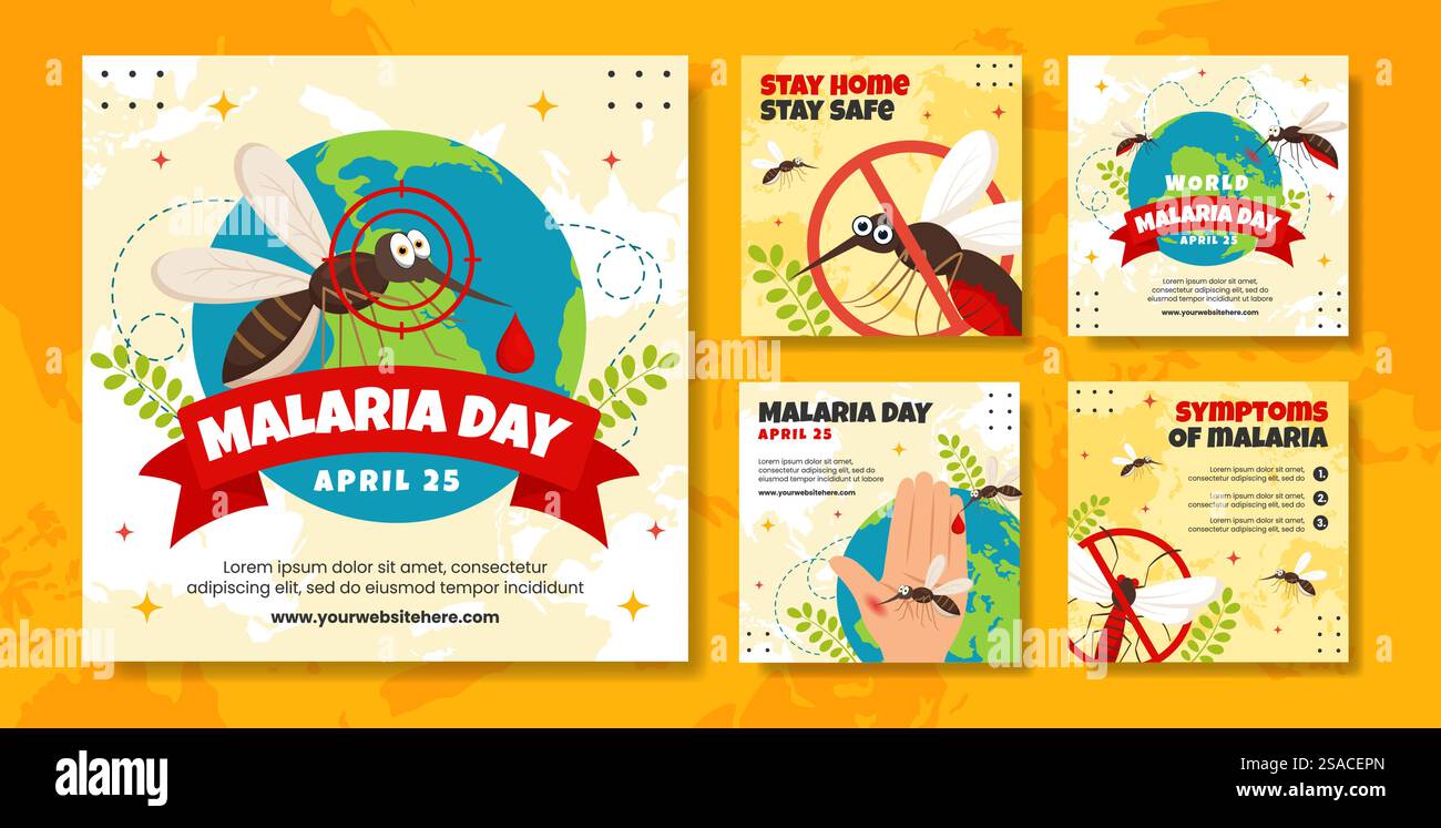 Malaria Day Social Media Post Flat Cartoon Hand Drawn Templates ...