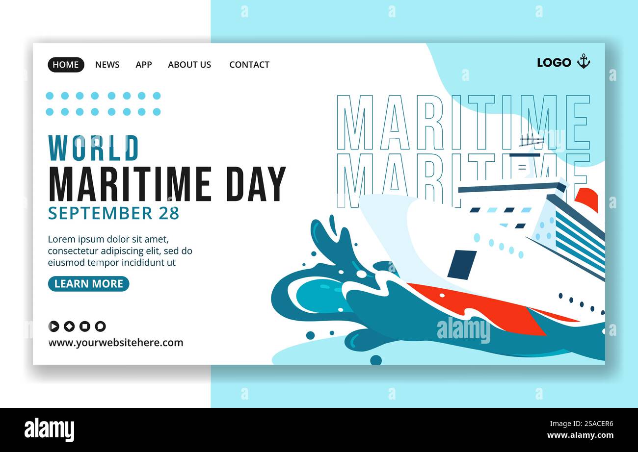 Maritime Day Social Media Landing Page Cartoon Hand Drawn Templates ...
