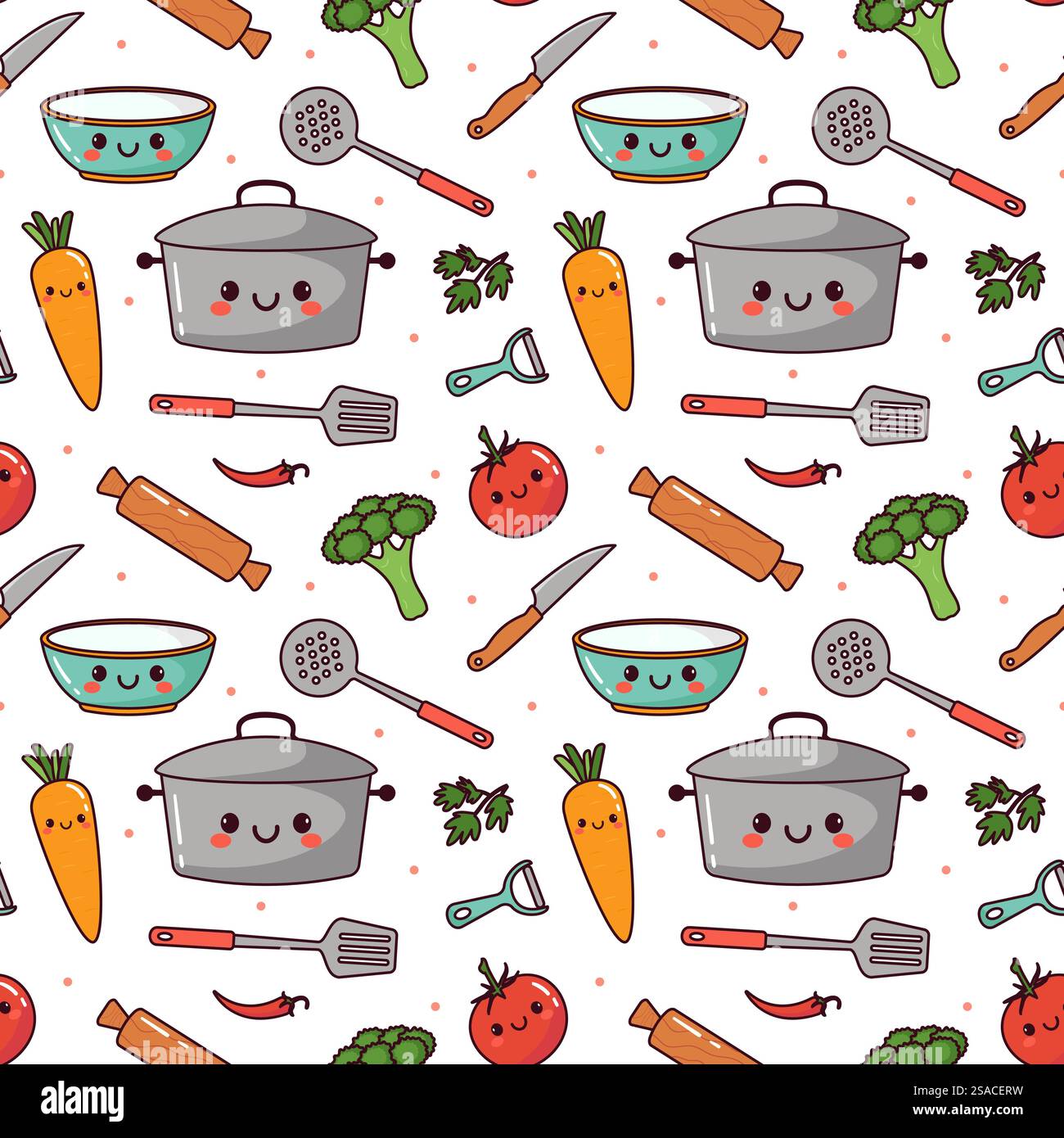 Cooking Equipment Seamless Pattern Design Illustration in Flat Cartoon ...