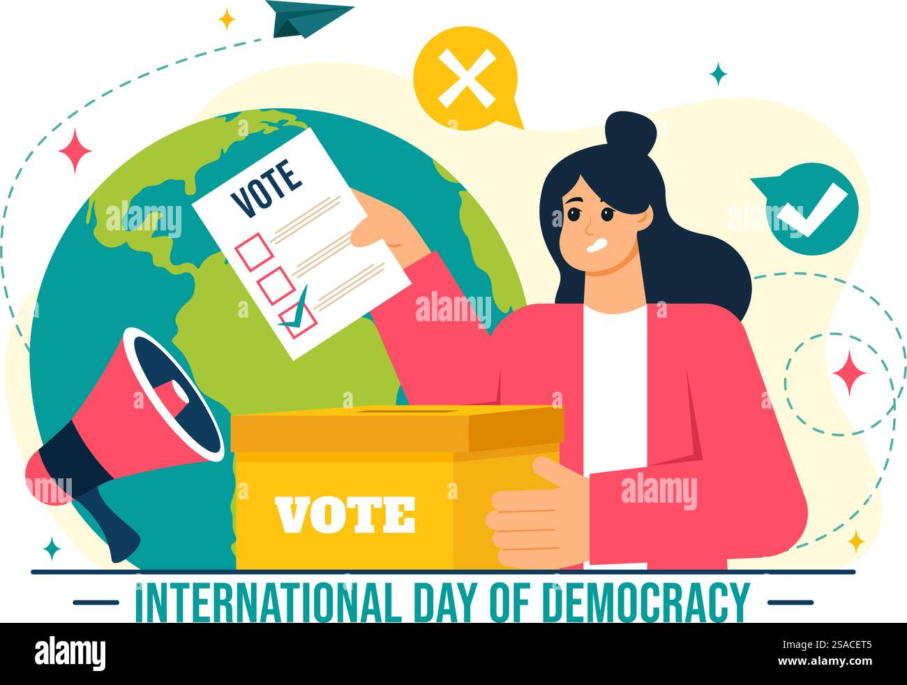 International Day of Democracy Vector Illustration on September 15 with ...