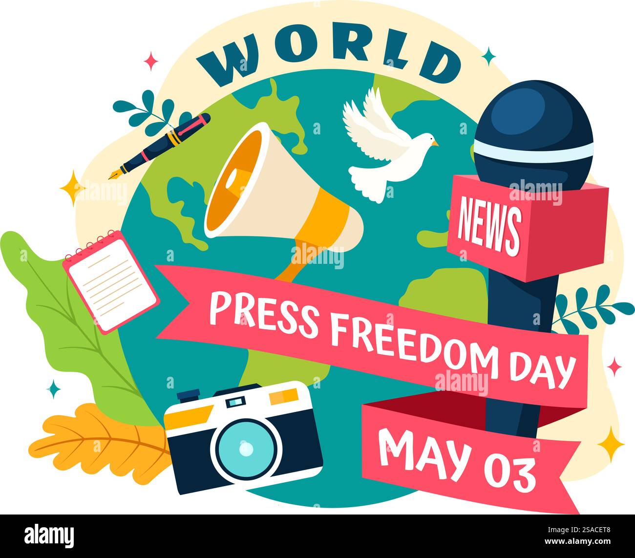World Press Freedom Day Vector Illustration on May 3 with News ...