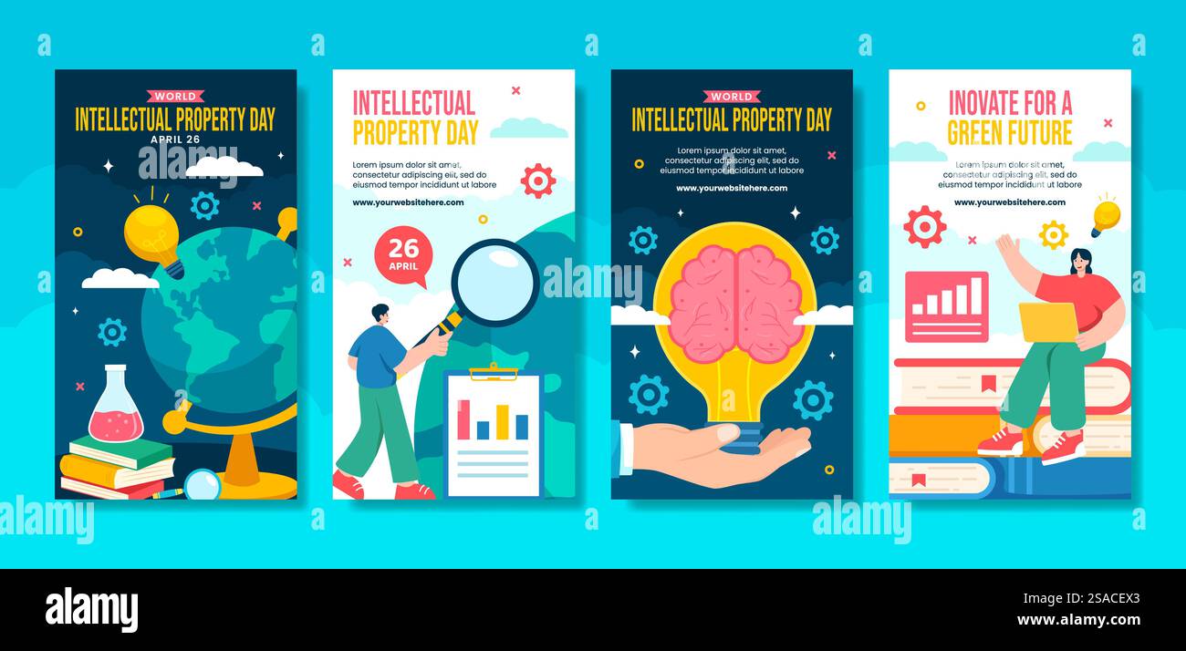 Intellectual Property Day Social Media Stories Cartoon Hand Drawn ...