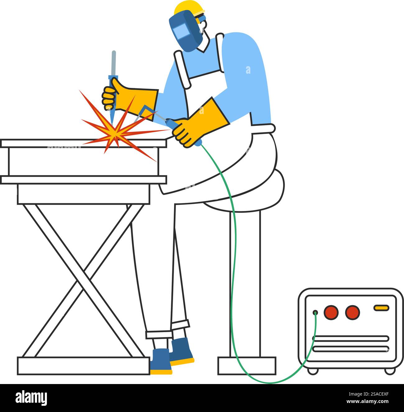 Welding Service Vector Illustration with Professional Welder Job Weld Metal Structures, Pipe and ...