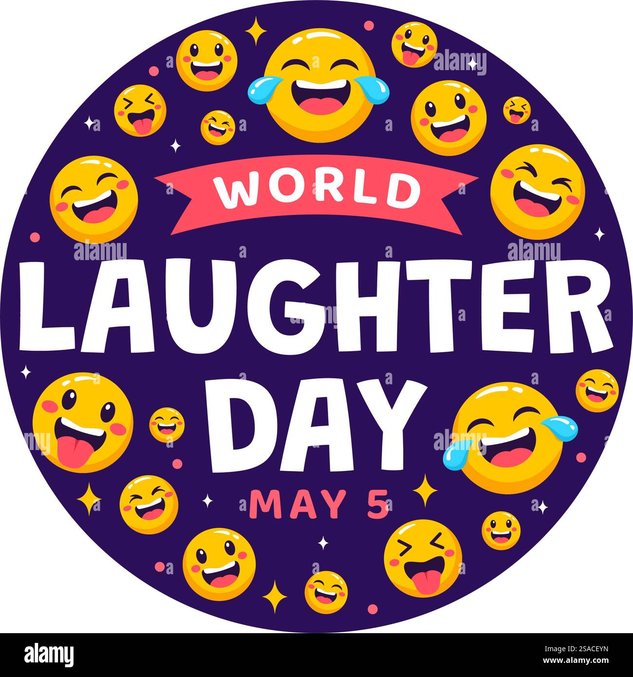 World Laughter Day Vector Illustration on 5 May with Smiley Facial ...