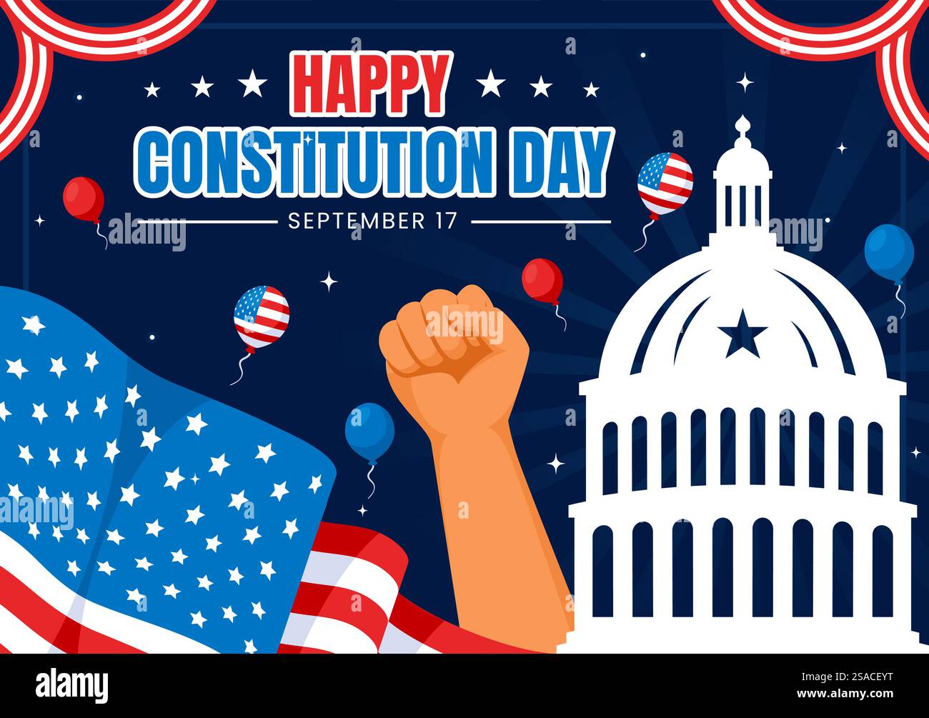 Happy Constitution Day United States Vector Illustration Vector ...