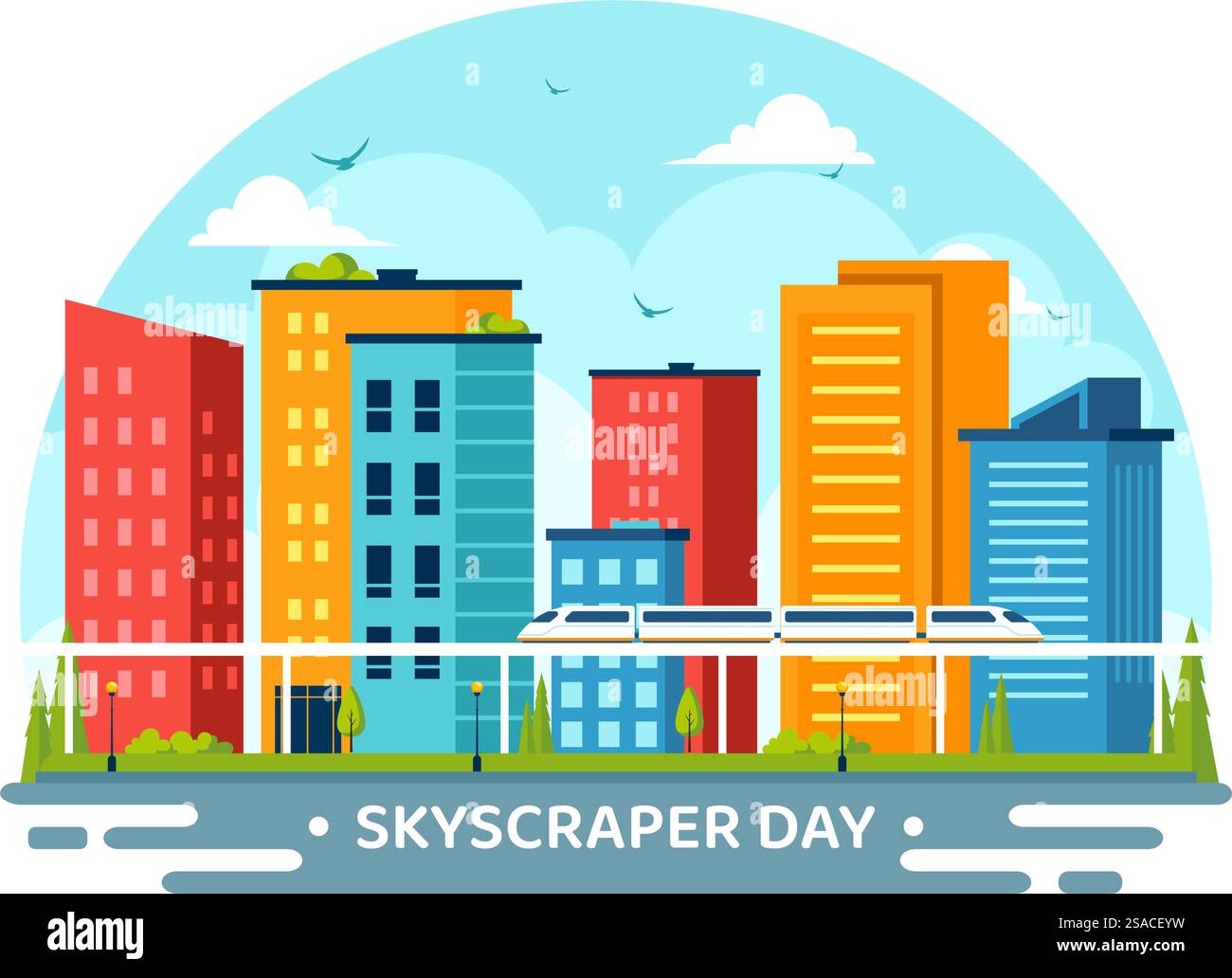 Skyscraper Day Vector Illustration on September 3rd featuring City ...