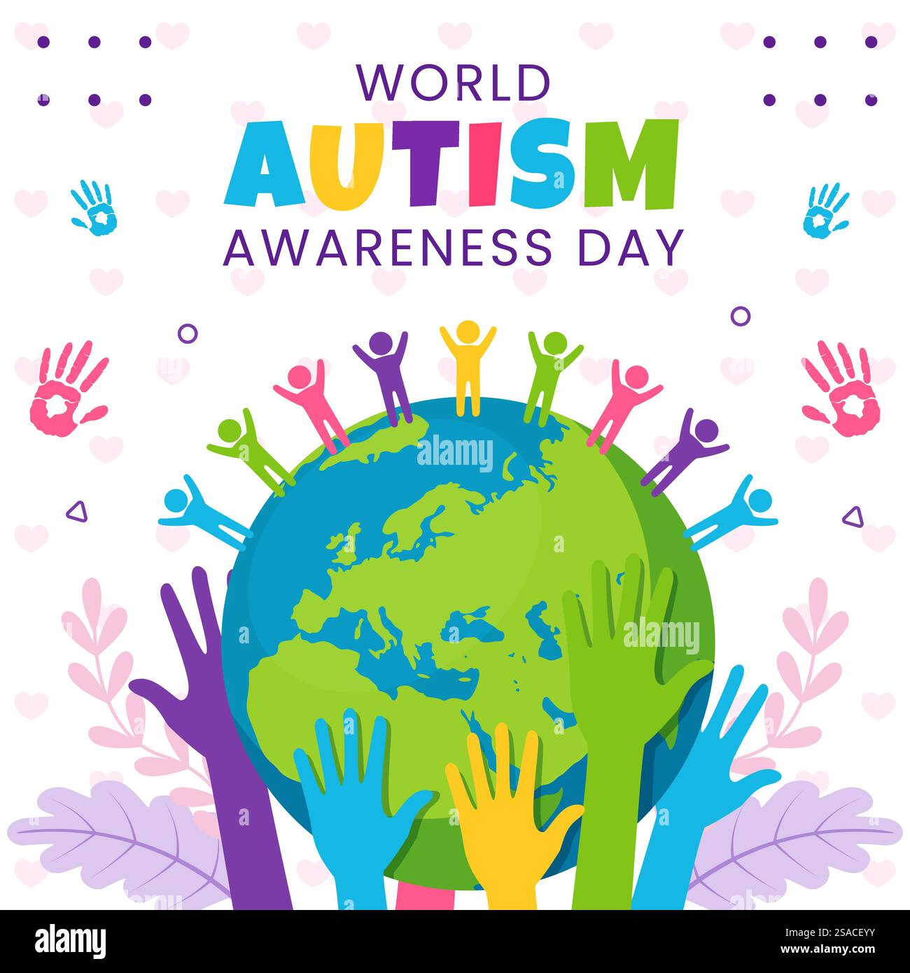 Autism Awareness Day Social Media Illustration Flat Cartoon Hand Drawn ...