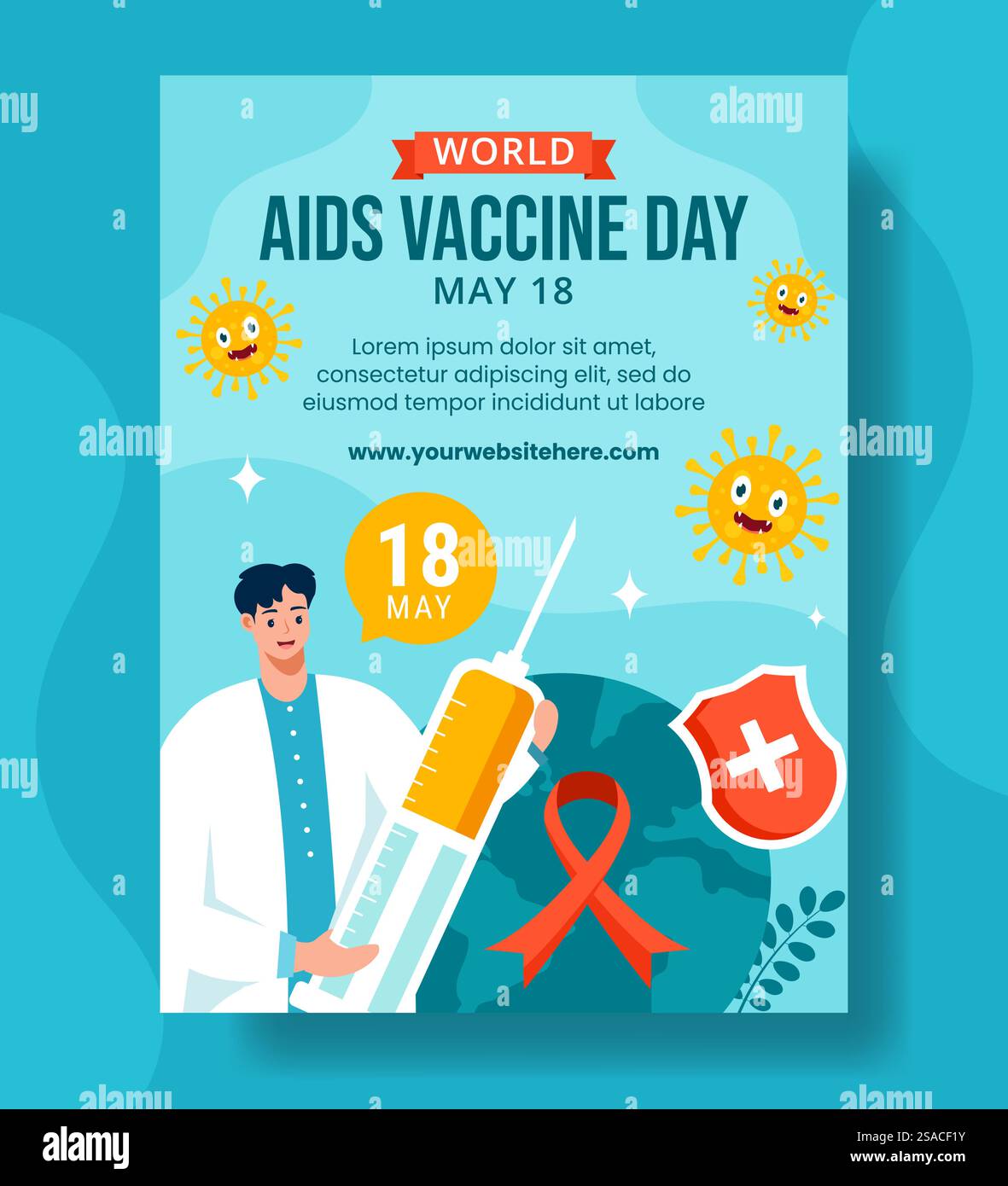 Aids Vaccine Day Vertical Poster Flat Cartoon Hand Drawn Templates ...