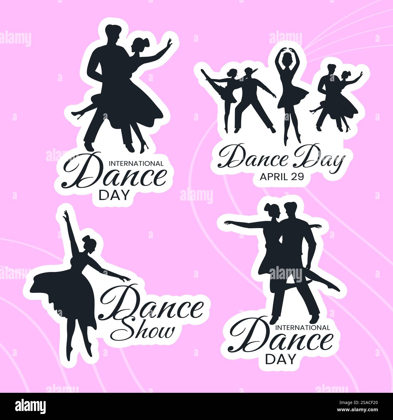 Dance Day Label Flat Cartoon Hand Drawn Templates Background ...