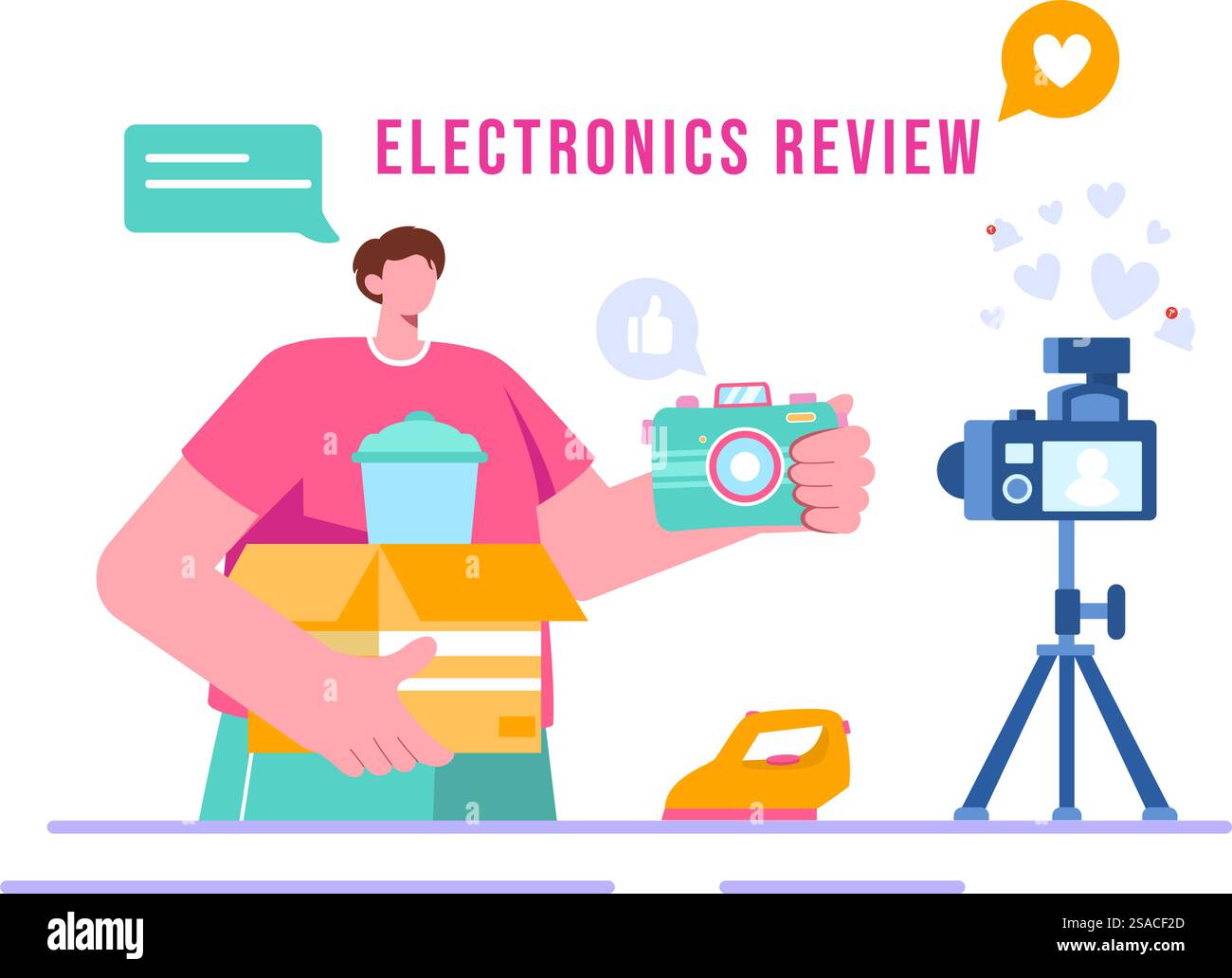 Electronics Review Vector Illustration with Customer Ratings on Quality ...