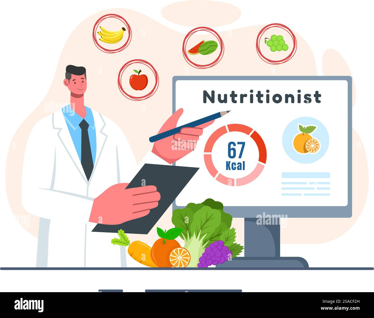Vector Illustration of a Nutritionist Conducting a Nutritional ...