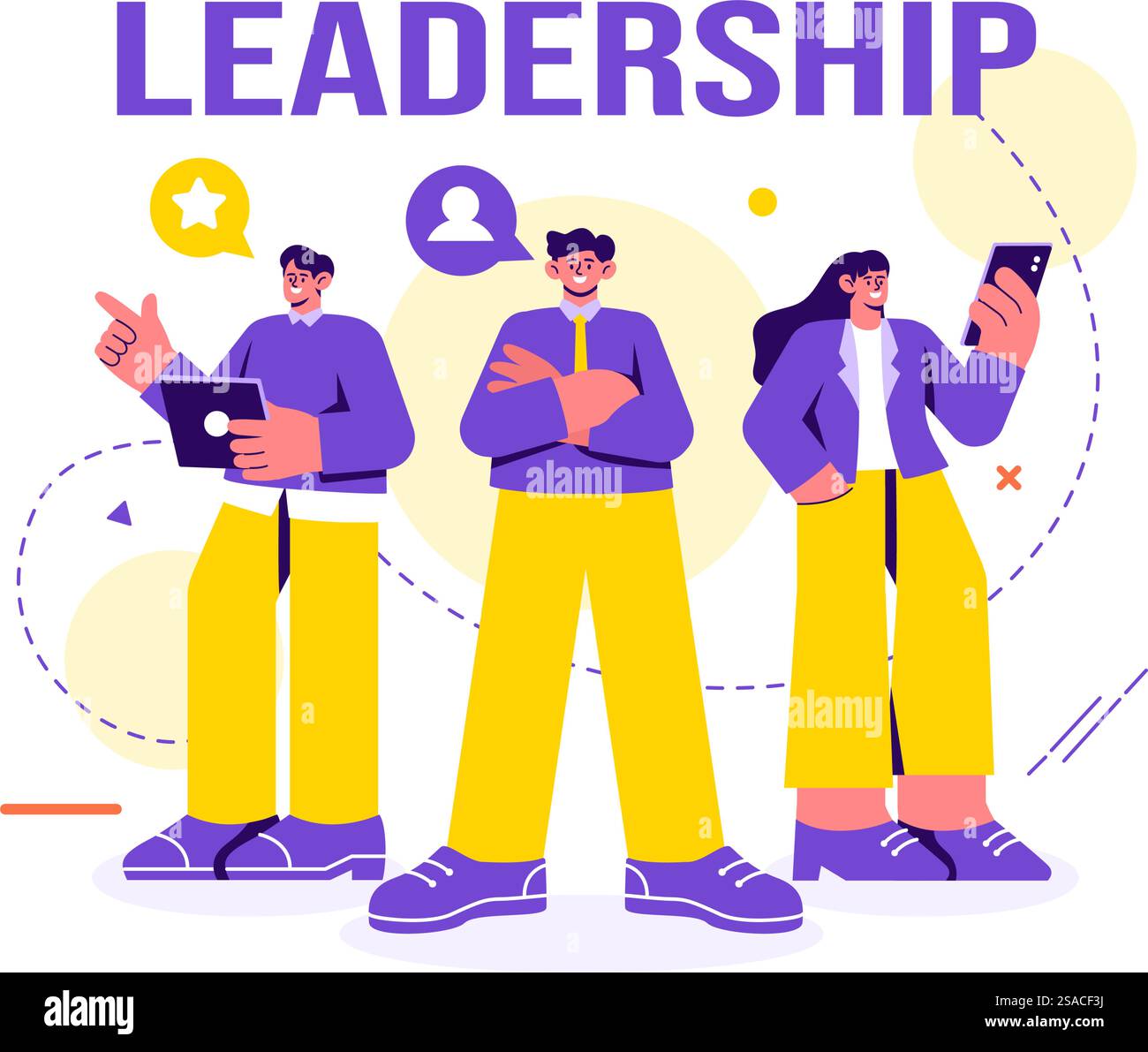 Business Leadership Vector Illustration with A Businessman Leader ...