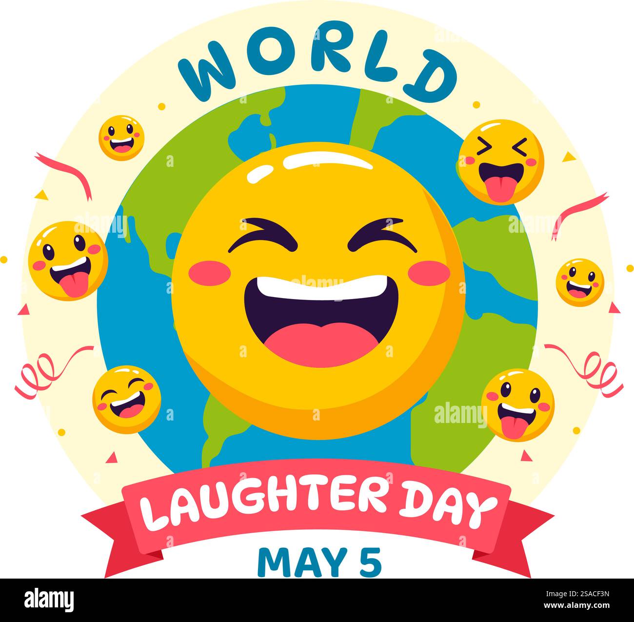 World Laughter Day Vector Illustration on 5 May with Smiley Facial ...