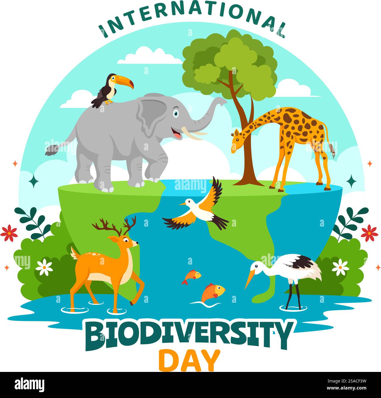 World Biodiversity Day Vector Illustration with Biological Diversity ...