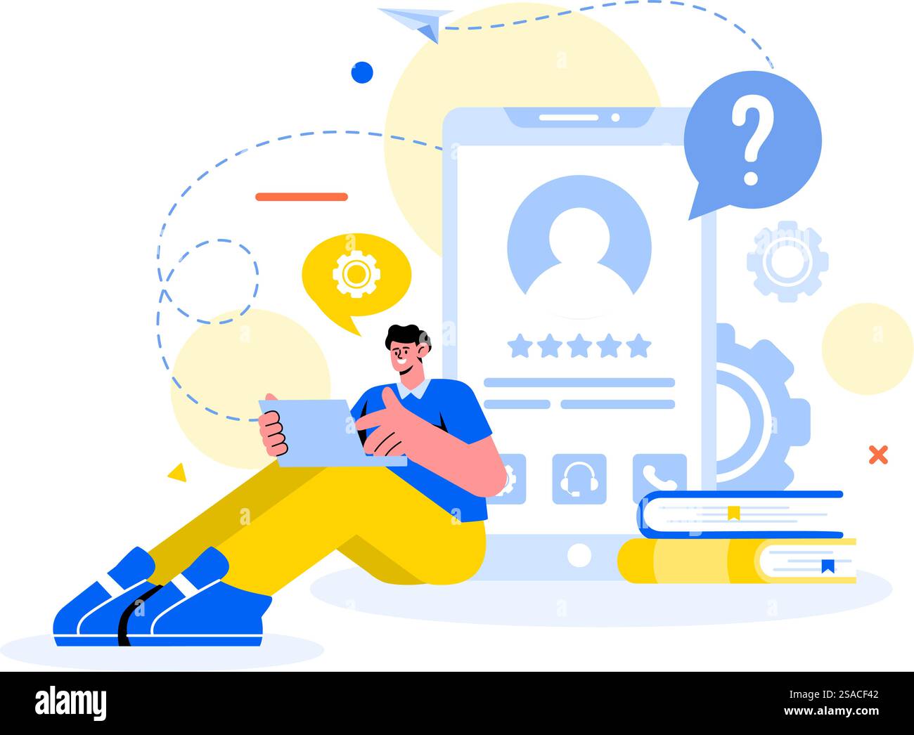 Call Center Agent Vector Illustration of Customer Service or Hotline ...