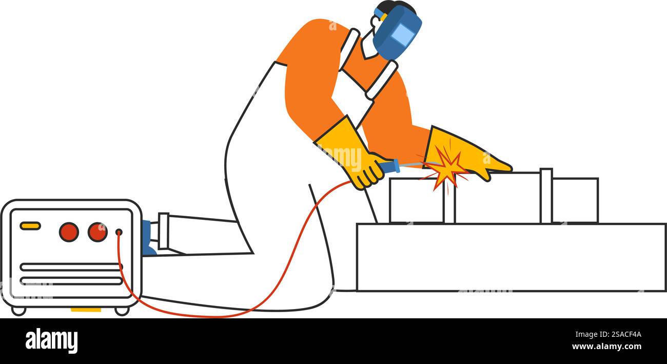 Welding Service Vector Illustration with Professional Welder Job Weld ...