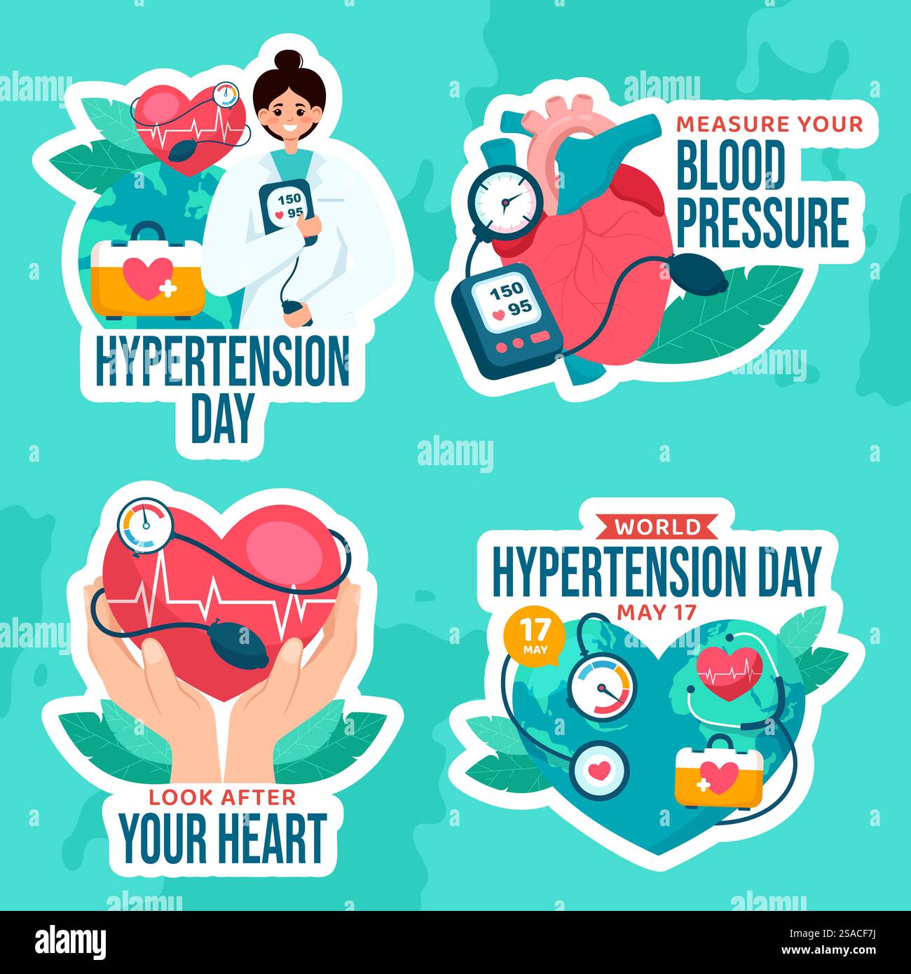Hypertension Day Label Flat Cartoon Hand Drawn Templates Background ...