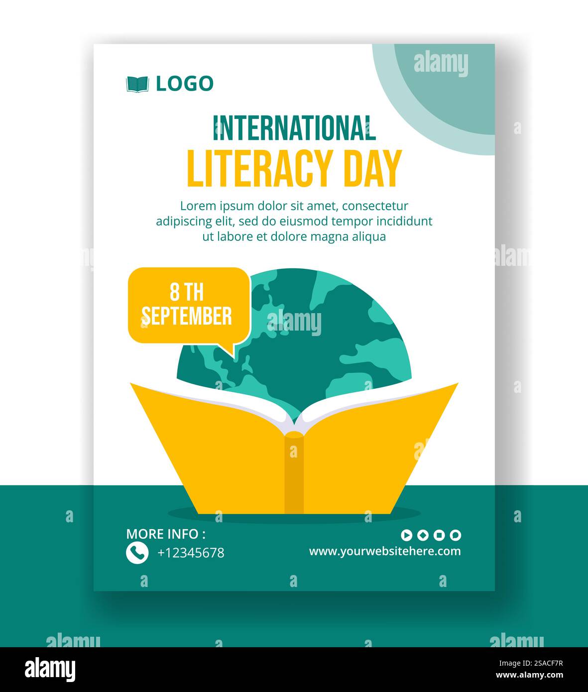 Literacy Day Vertical Poster Flat Cartoon Hand Drawn Templates ...