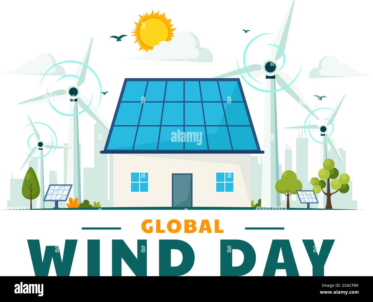 Global Wind Day Vector Illustration on June 15 with Earth Globe and ...