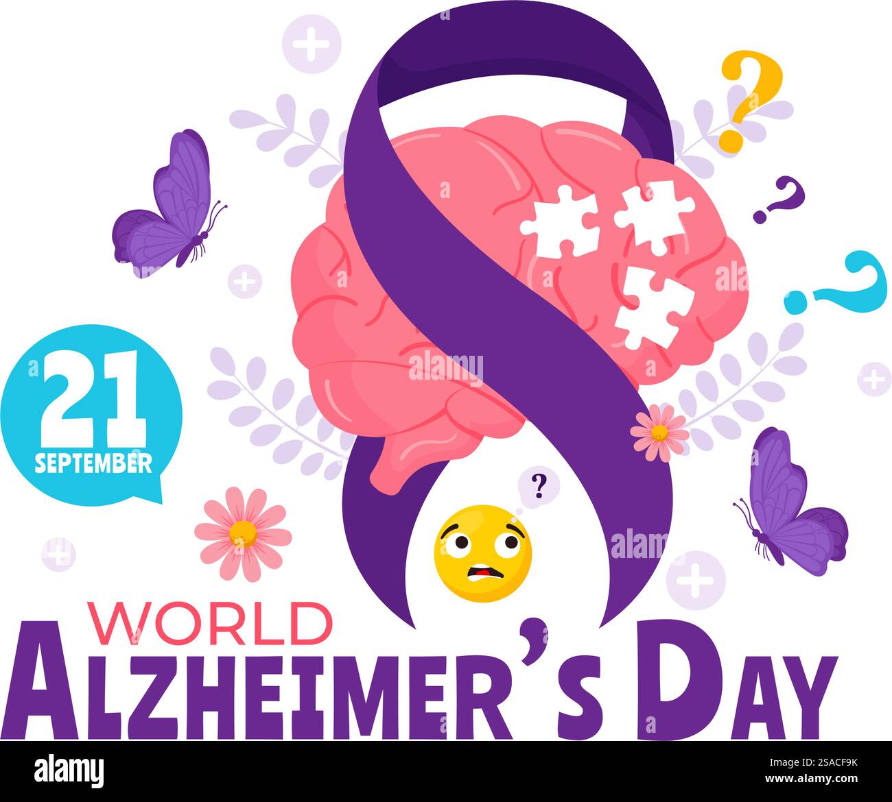 World Alzheimer’s Day Vector Illustration featuring an Elderly and a ...