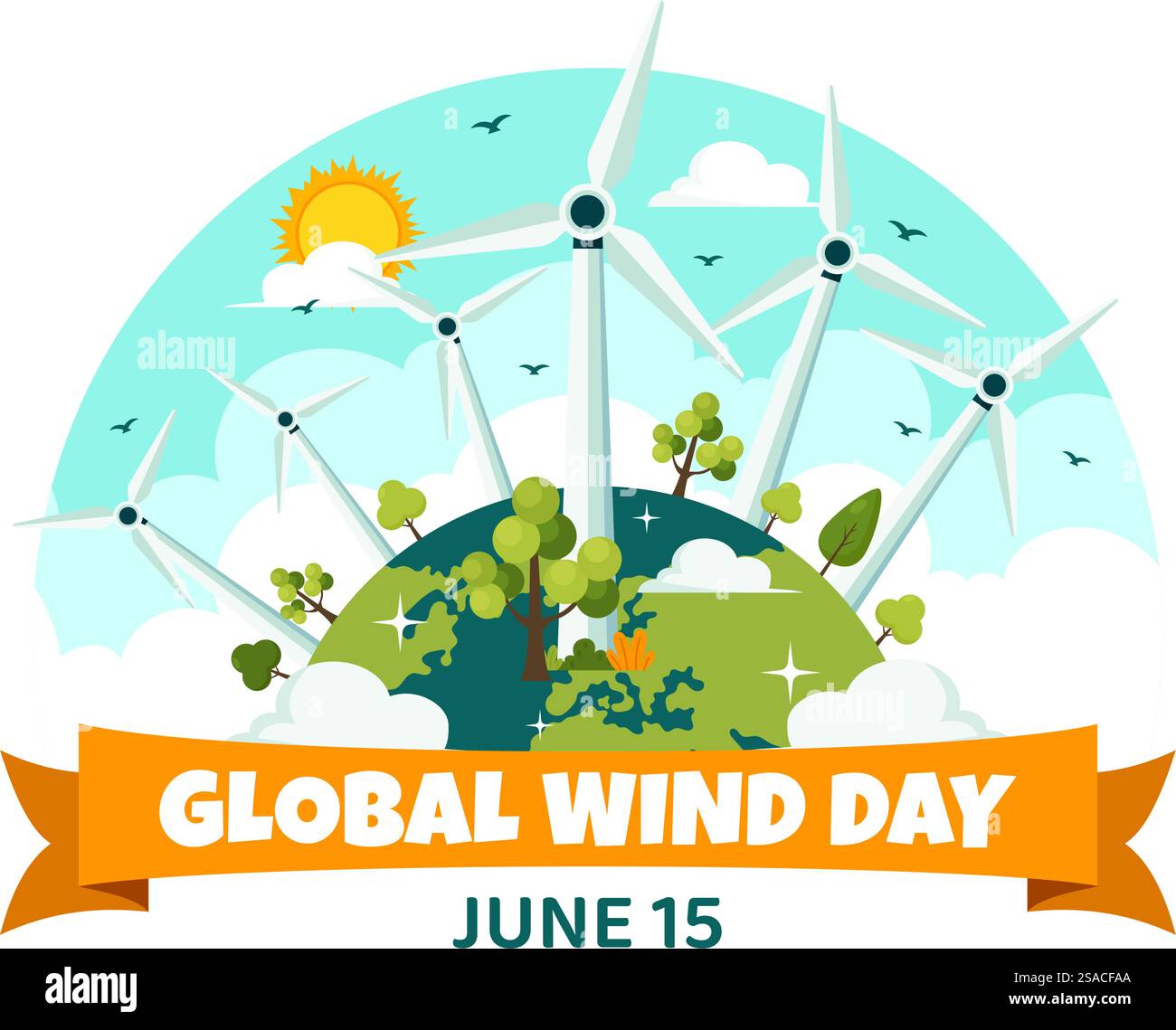 Global Wind Day Vector Illustration on June 15 with Earth Globe and ...