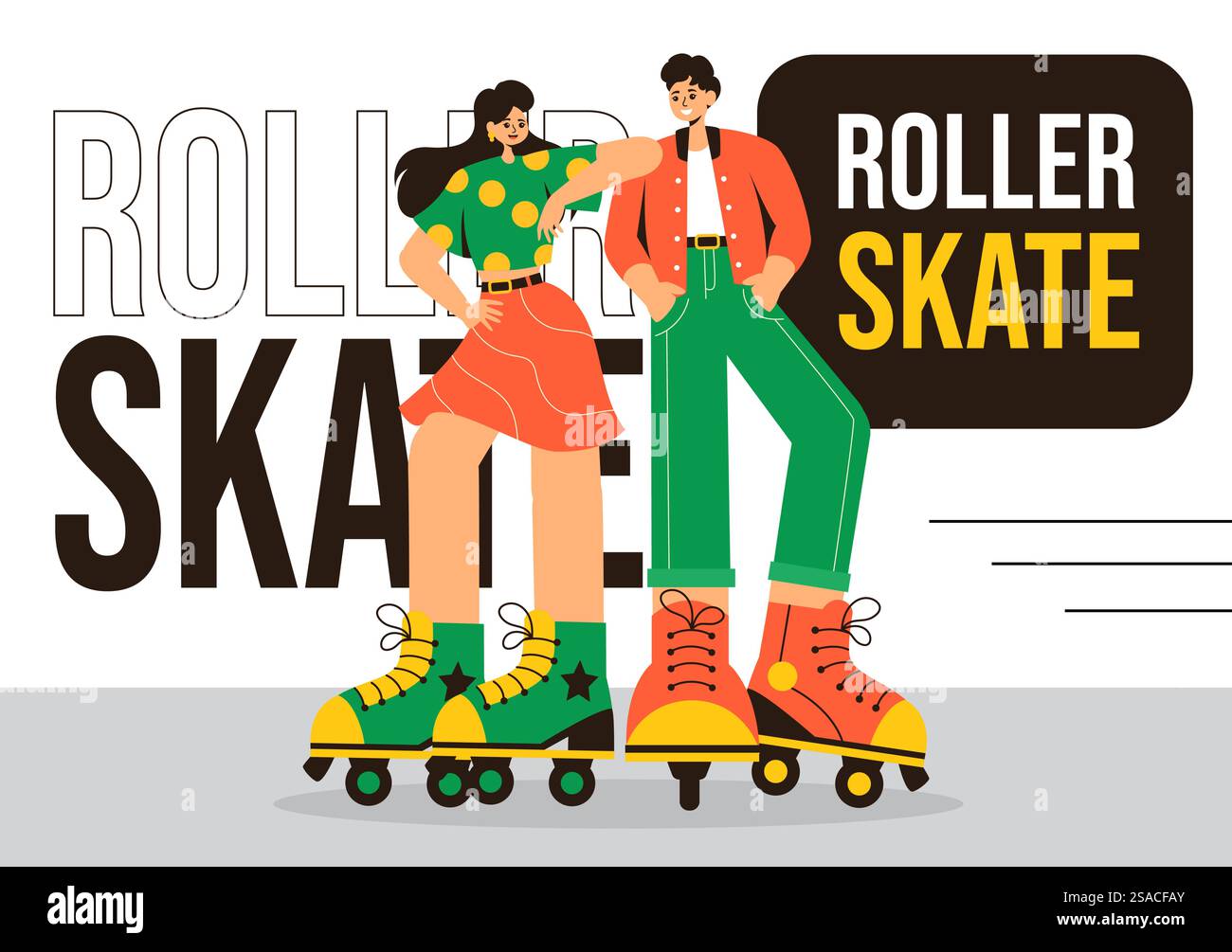 Roller Skates Social Media Background Flat Cartoon Hand Drawn Templates ...