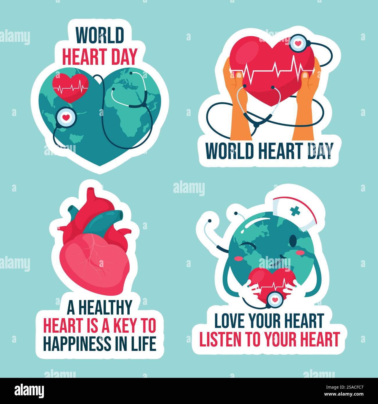Heart Day Label Flat Cartoon Hand Drawn Templates Background ...