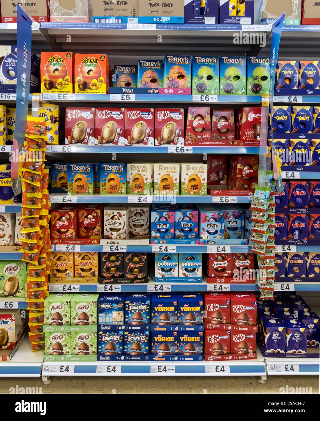 Chocolate Easter eggs on supermarket shelves Stock Photo - Alamy