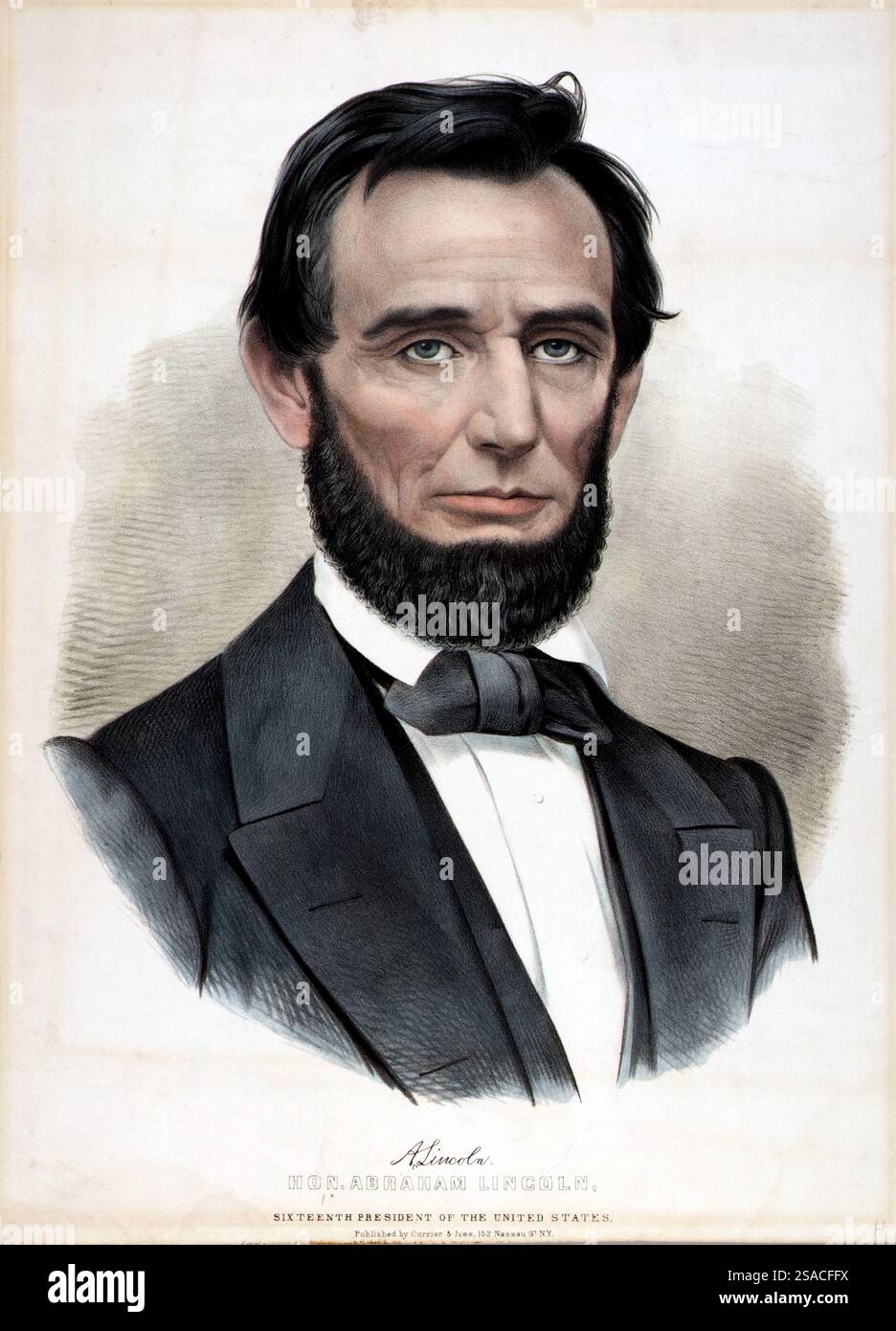 Lithograph of Abraham Lincoln by Currier and Ives, 1857-1907. Date c ...