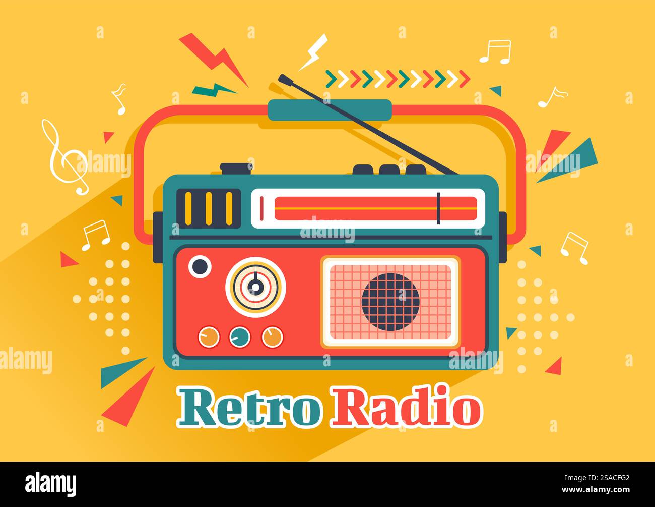 Retro Radio Vector Illustration with Player Style for Record, Old ...