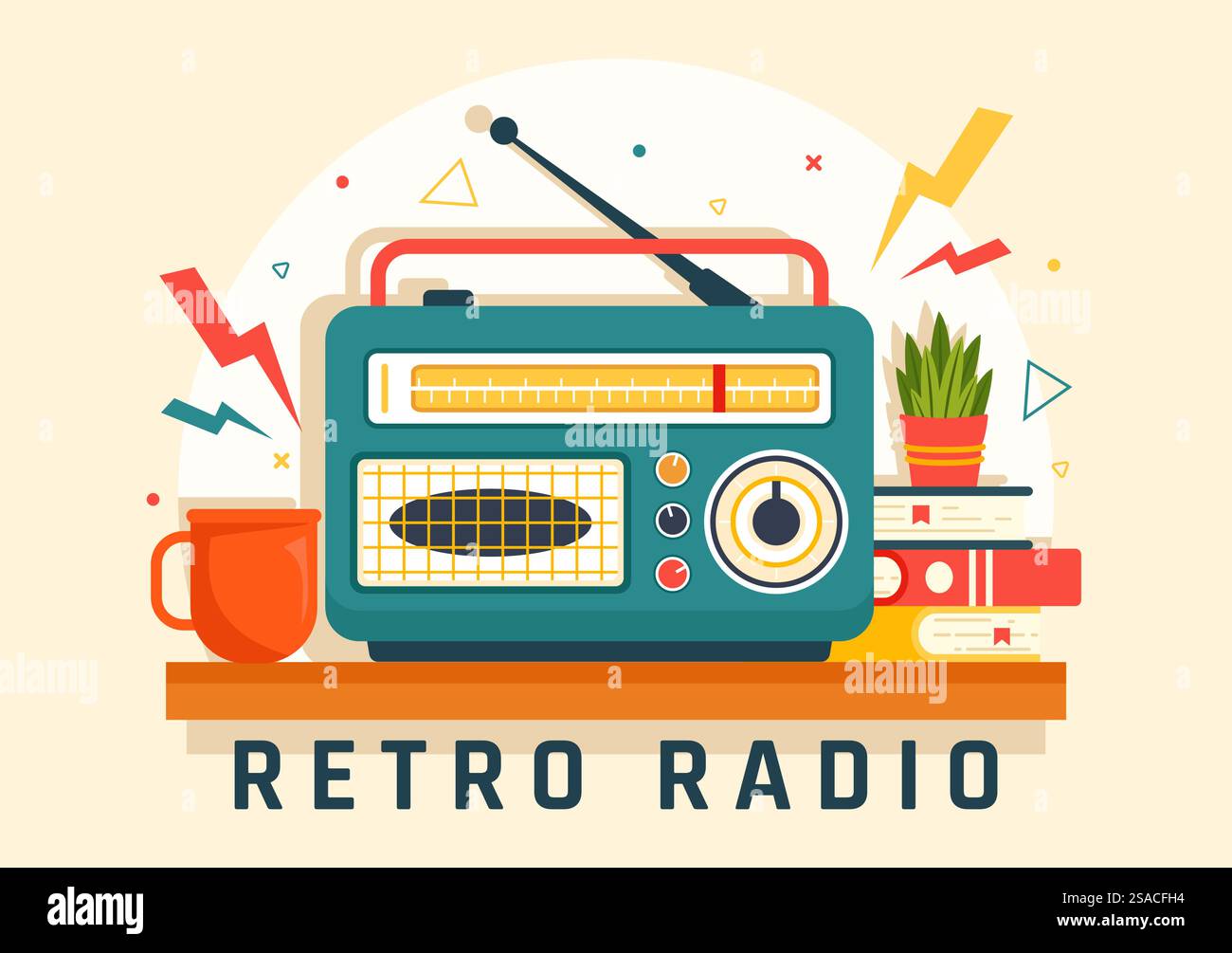 Retro Radio Vector Illustration with Player Style for Record, Old ...