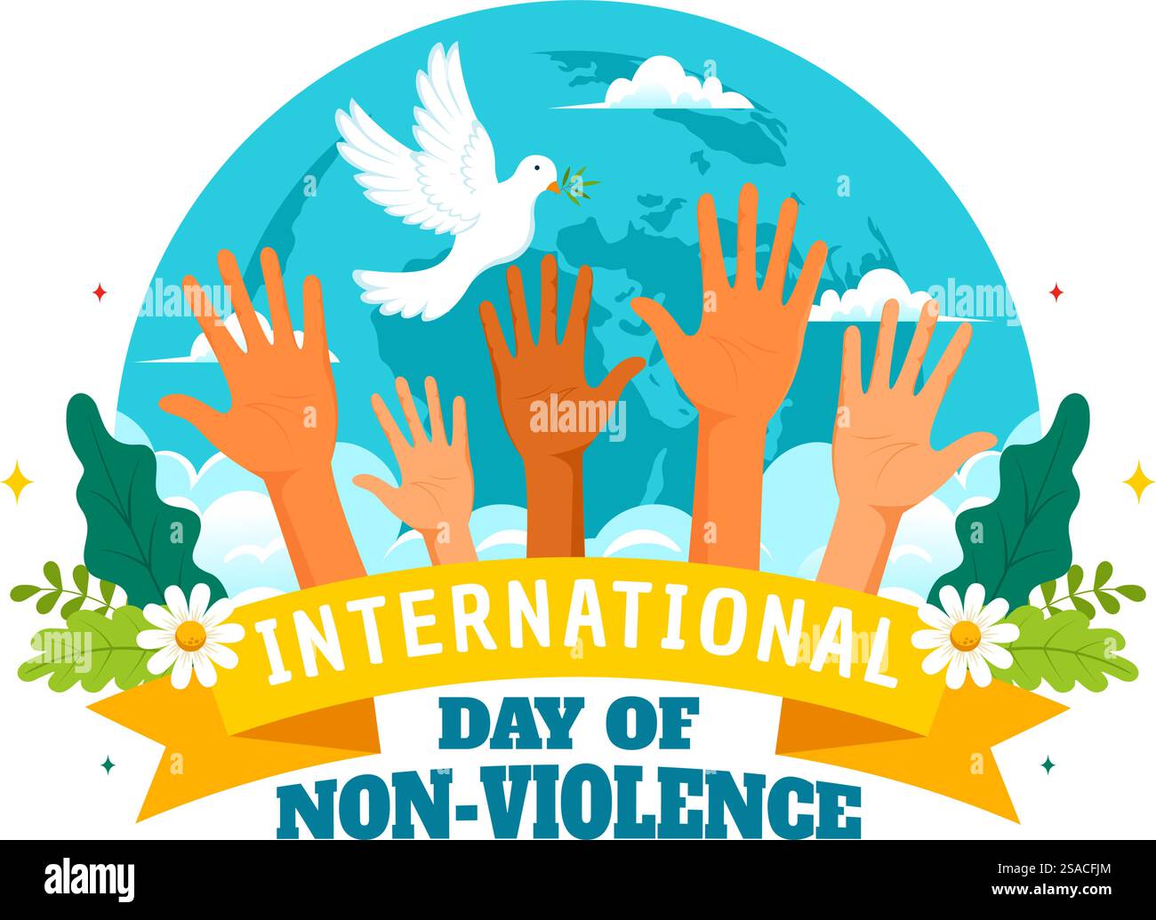 International Day of Non-Violence Vector Illustration on October 2nd, a ...
