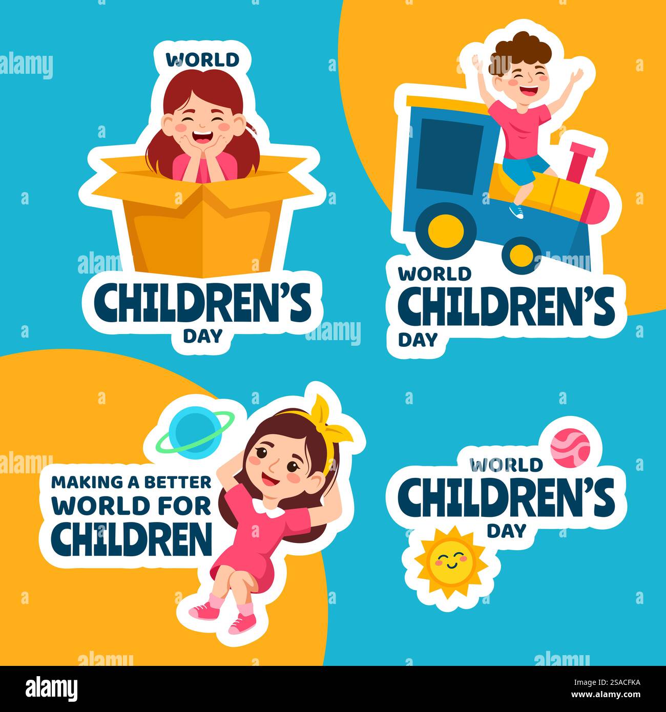 Children Day Label Flat Cartoon Hand Drawn Templates Background ...