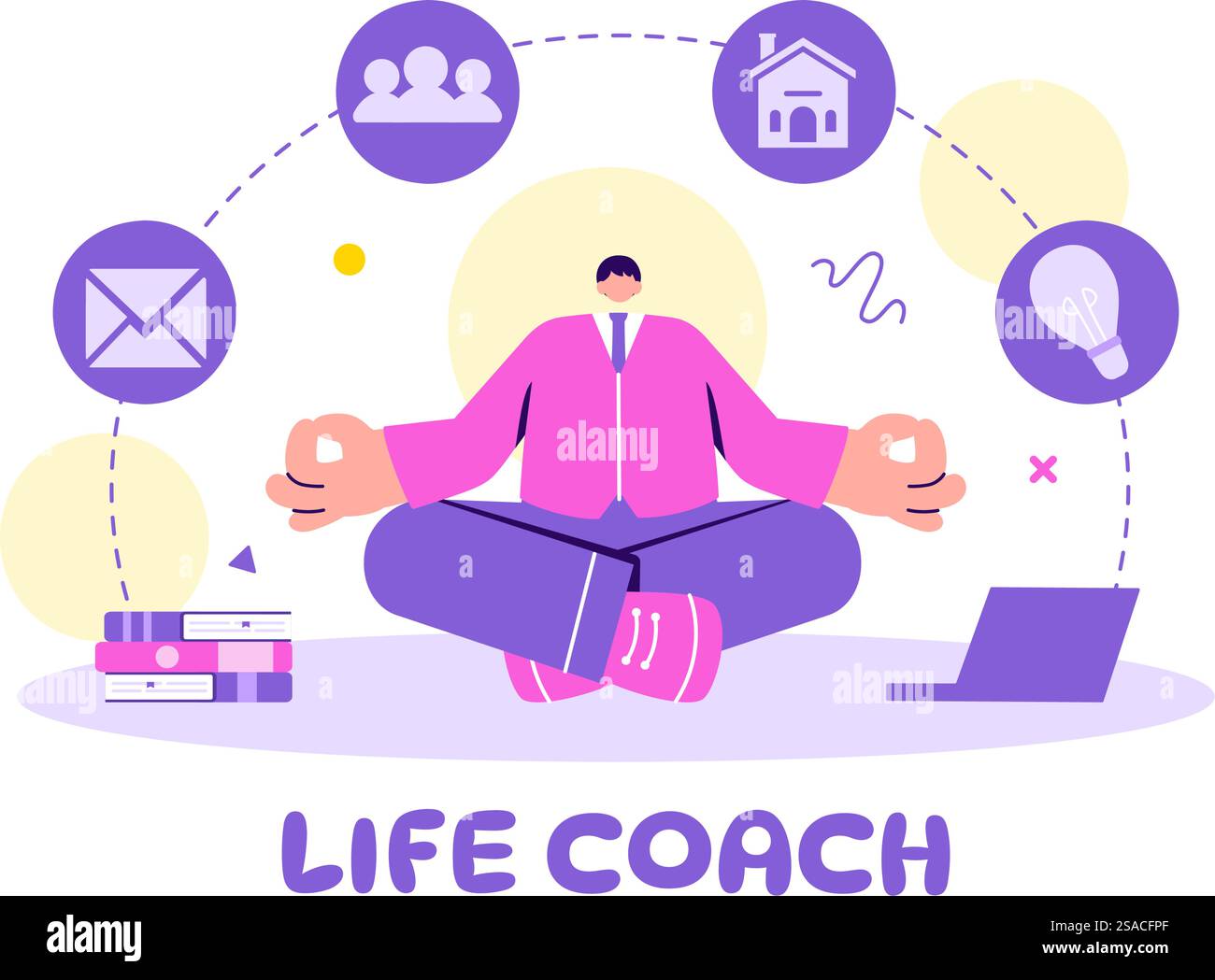 Life Coach Vector Illustration for Consultation, Education, Motivation ...