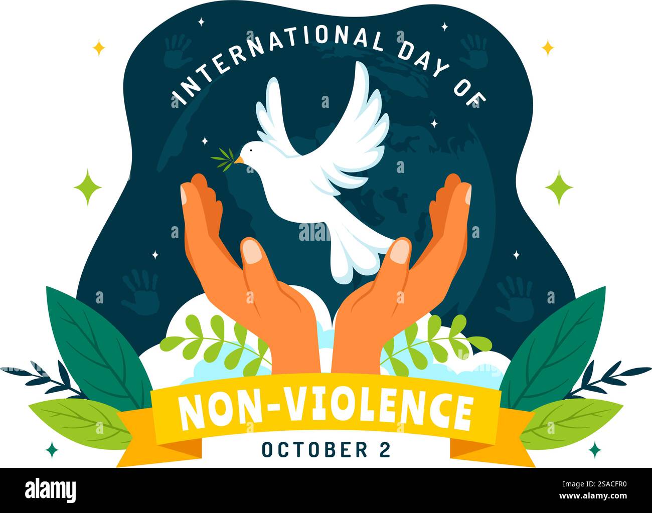 International Day of Non-Violence Vector Illustration on October 2nd, a ...