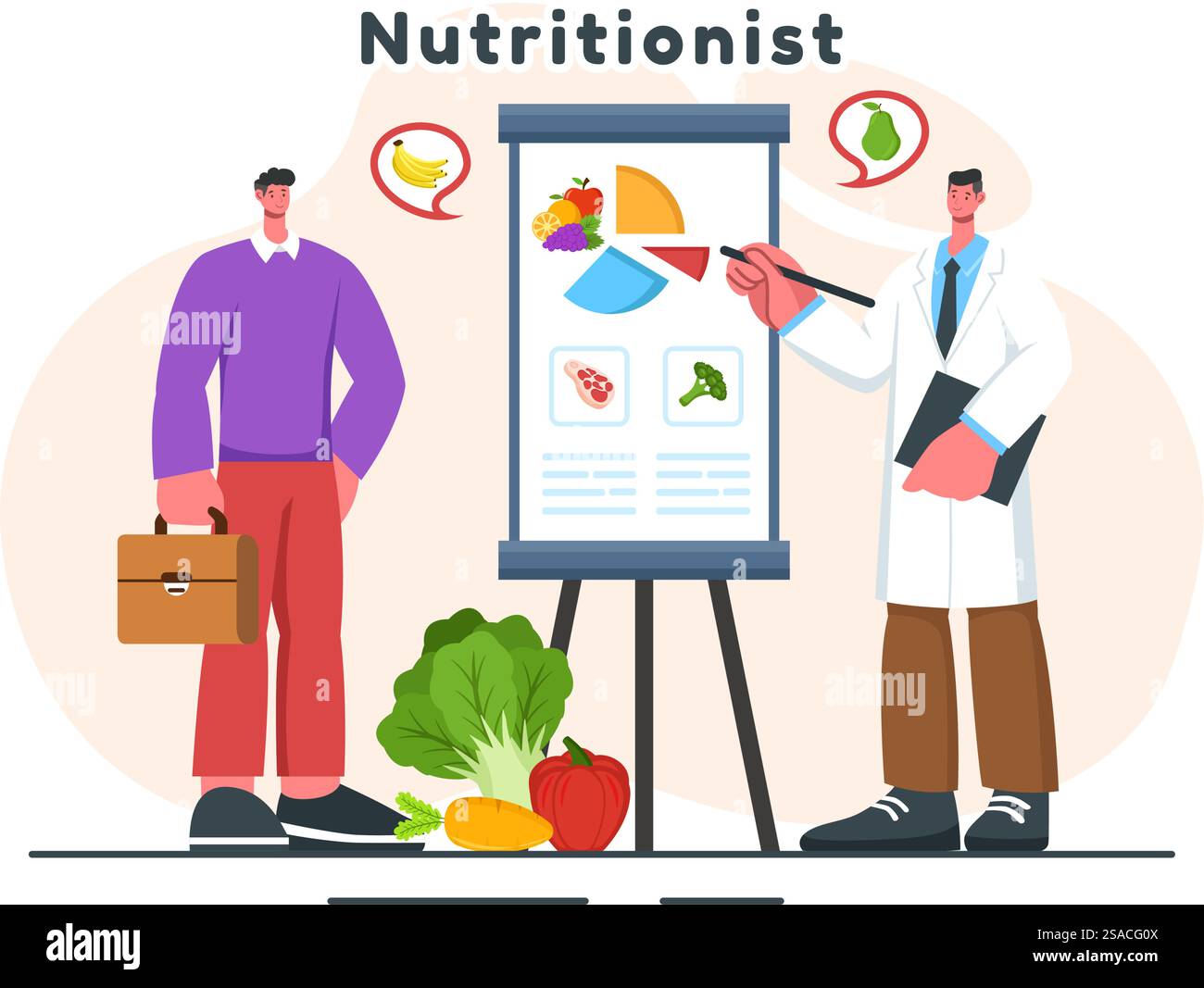 Vector Illustration of a Nutritionist Conducting a Nutritional ...