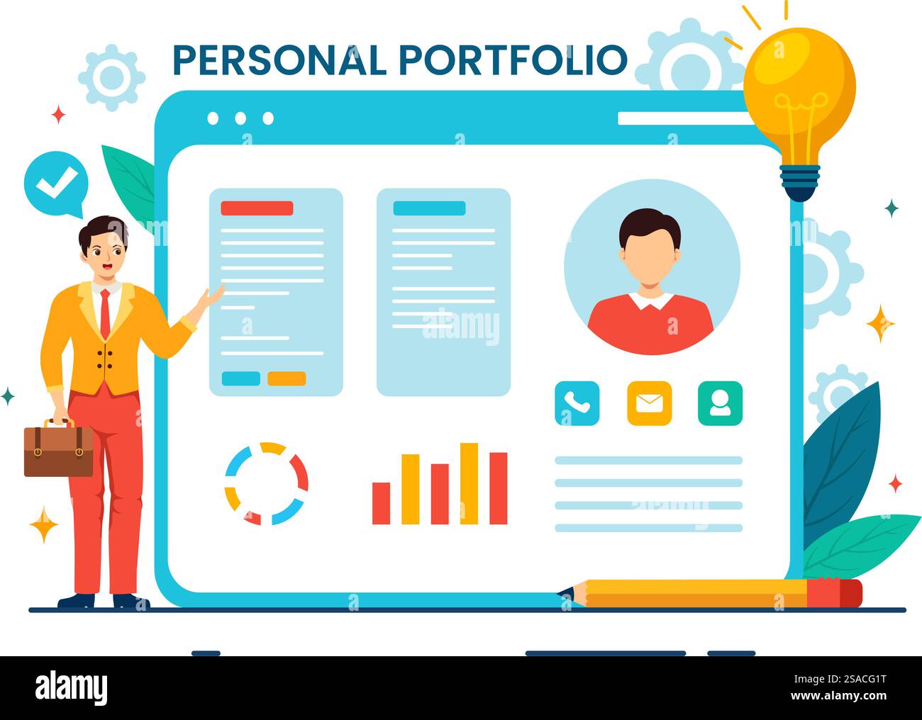 Personal Portfolio Vector Illustration with Profile Data, Resume or ...