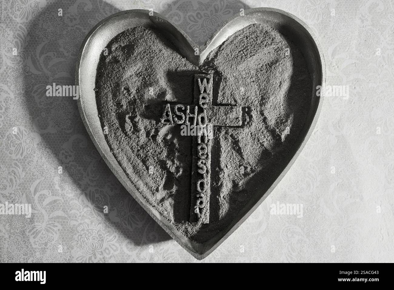 Ash Wednesday. Ashes Heart Cross Stock Photo - Alamy