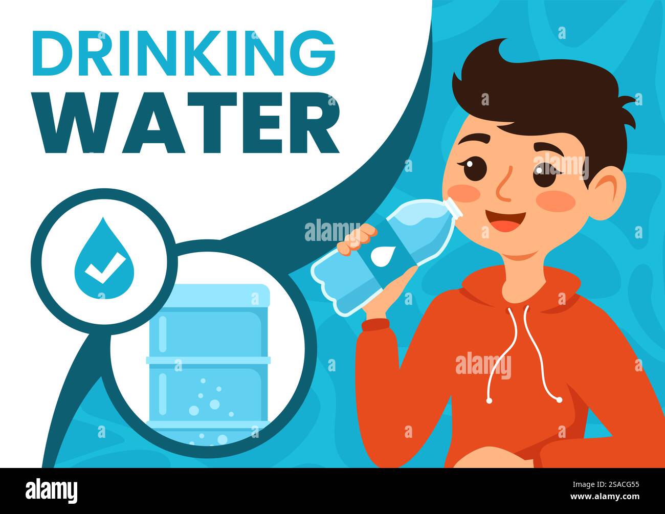 Drinking Water Social Media Background Flat Cartoon Hand Drawn ...