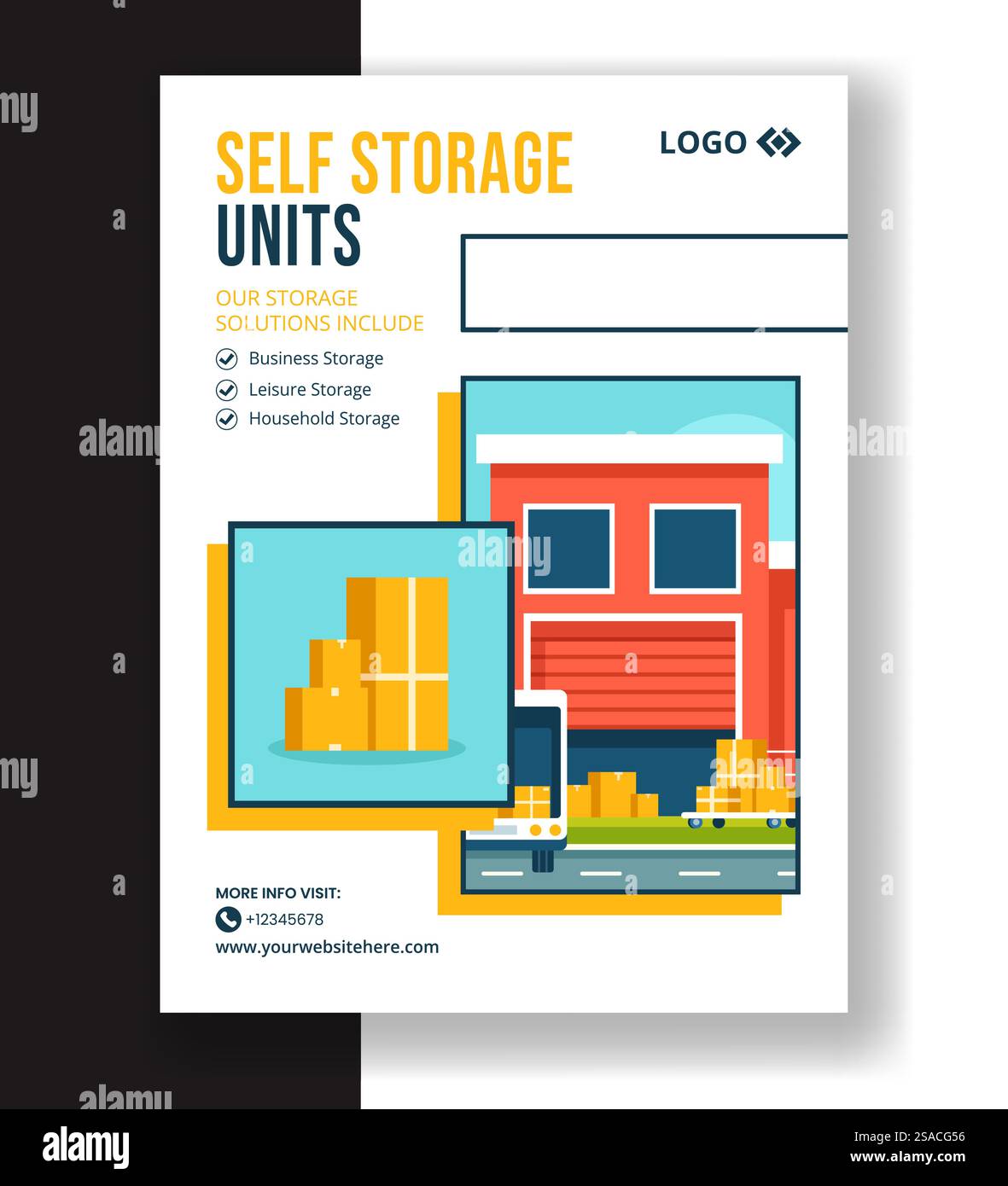 Self Storage Vertical Poster Flat Cartoon Hand Drawn Templates ...