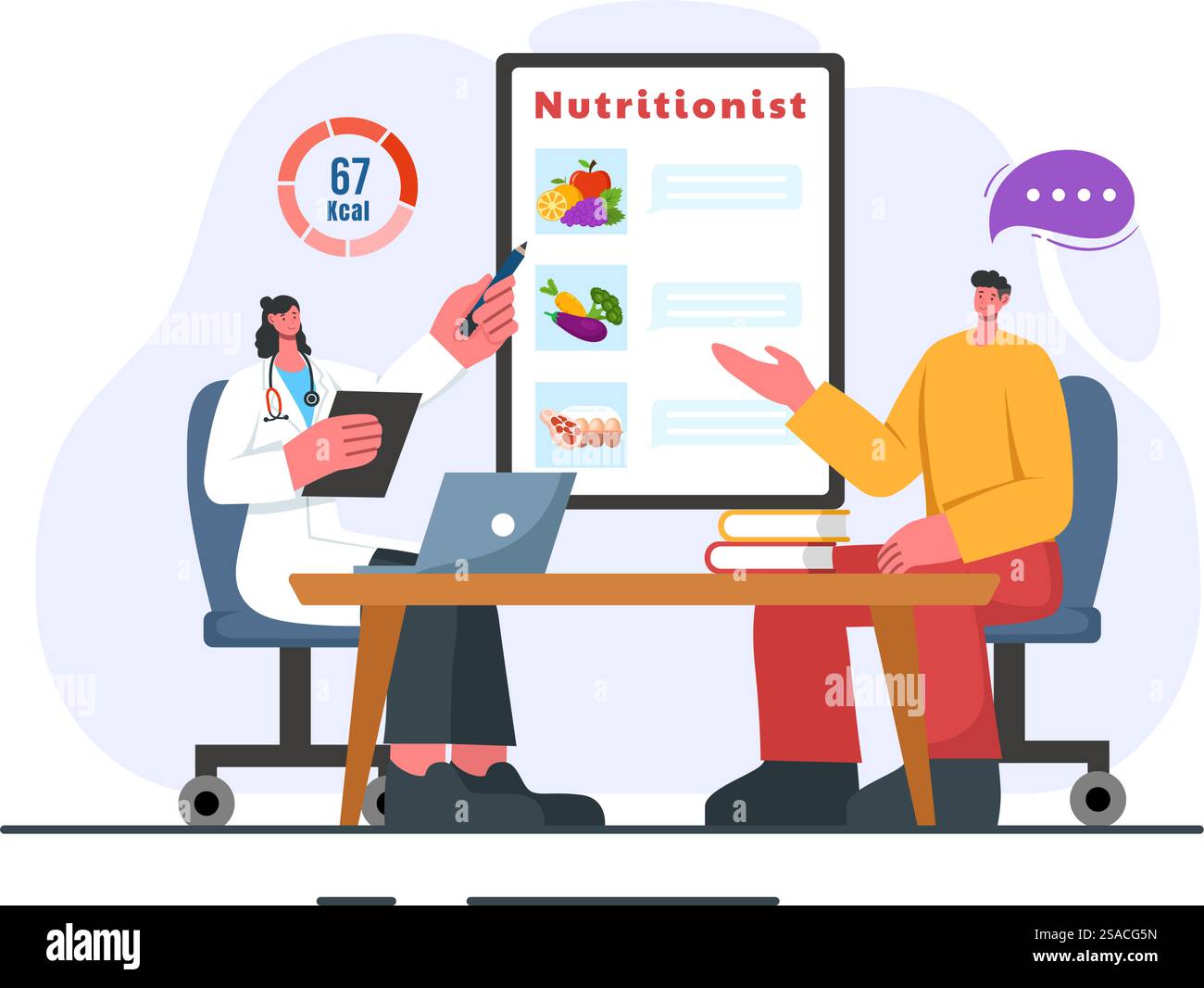 Vector Illustration of a Nutritionist Conducting a Nutritional ...