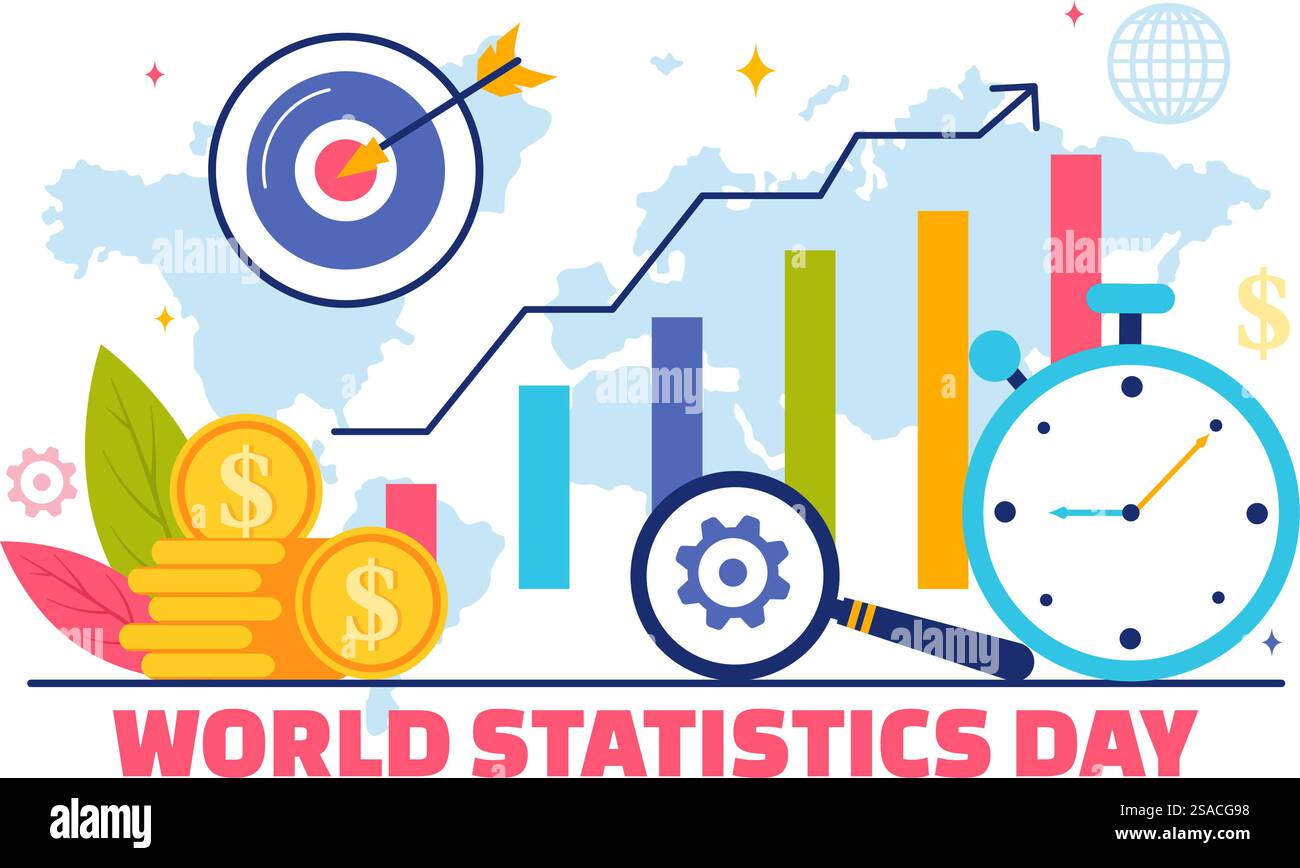 National Statistics Day Vector Illustration Featuring Data Calculation ...