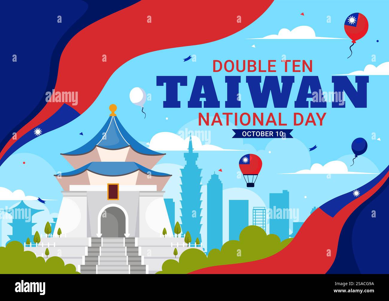 Happy Double Ten National Day Vector Illustration on October 10 with ...